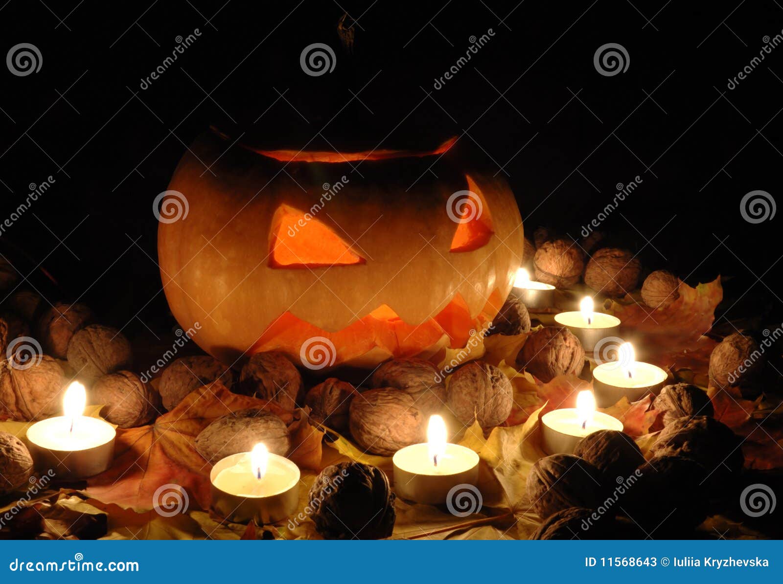 Halloween Pumpkin Still Life with Candles Stock Image - Image of fire ...