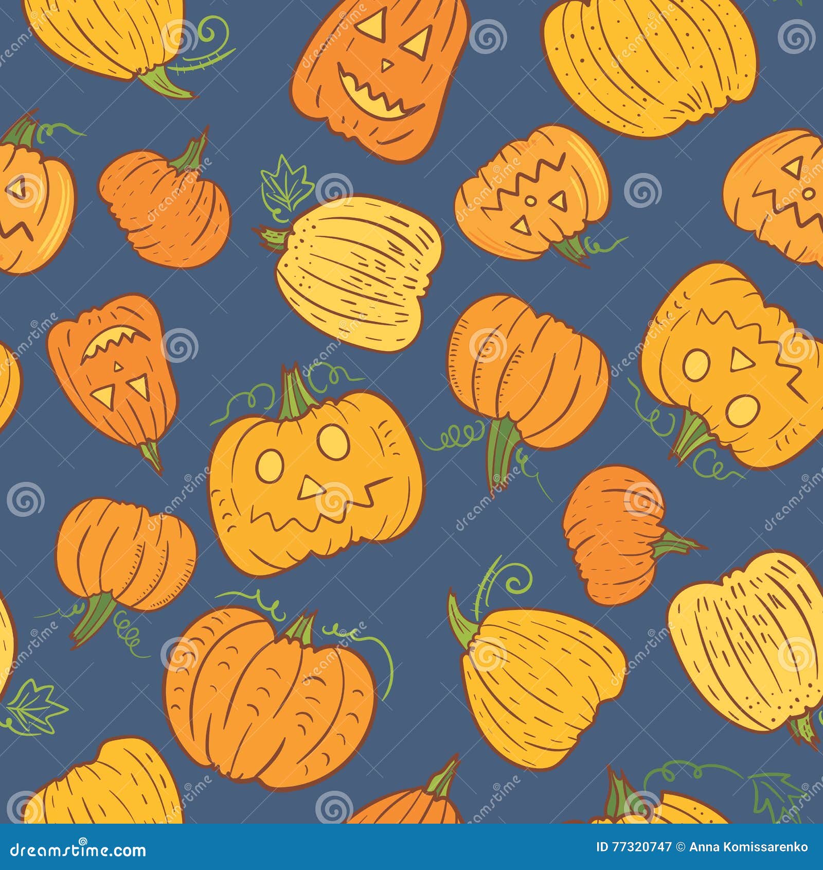 Halloween Pumpkin Vector Pattern Stock Vector - Illustration of funny ...
