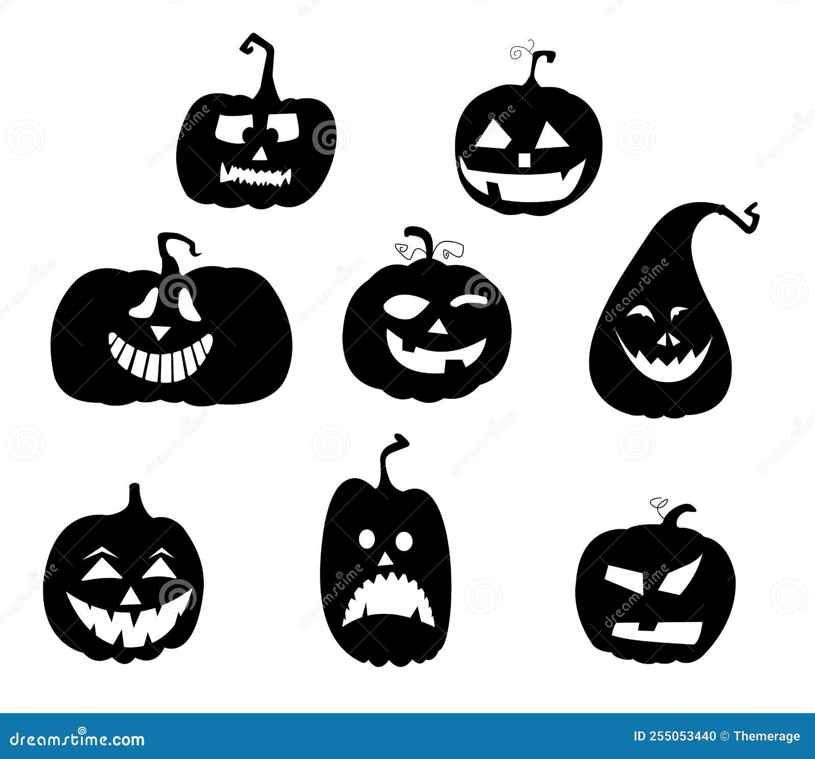 Halloween Pumpkins Black and Vector and Illustrator Stock Vector ...