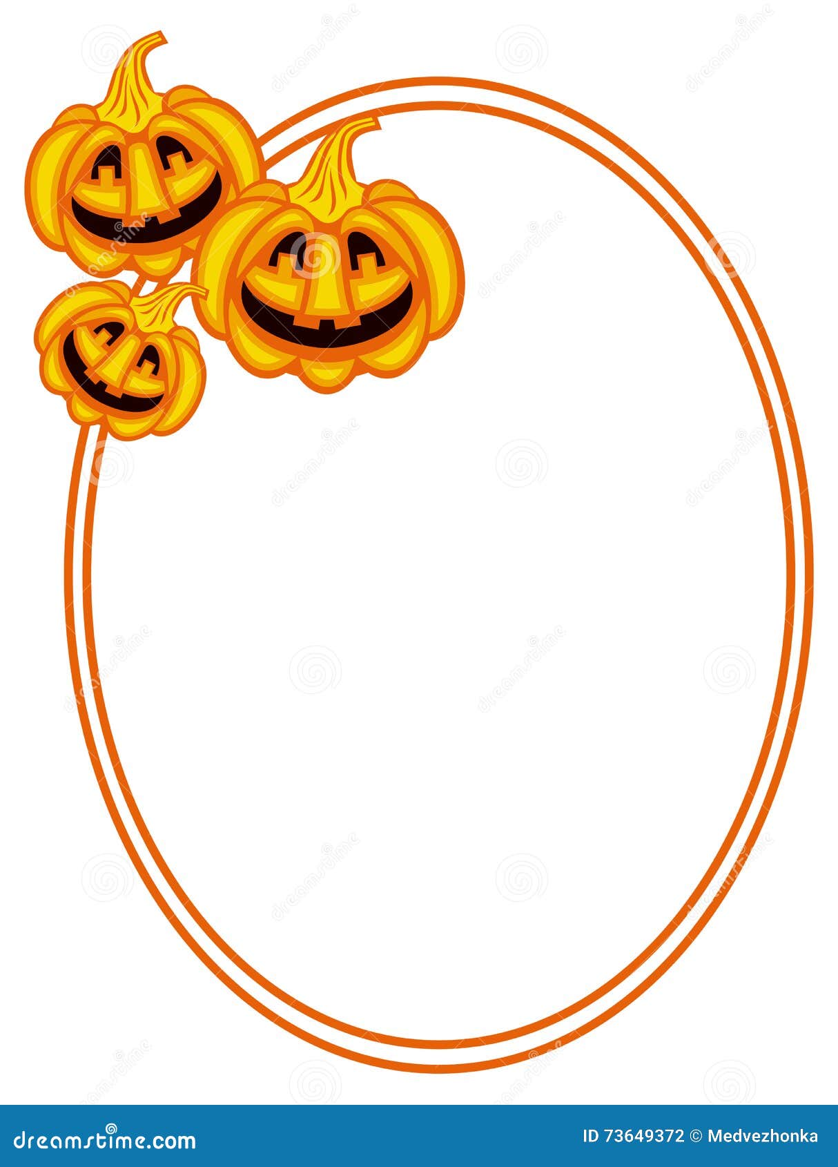 Halloween Pumpkins Oval Frame Stock Illustration - Illustration of ...