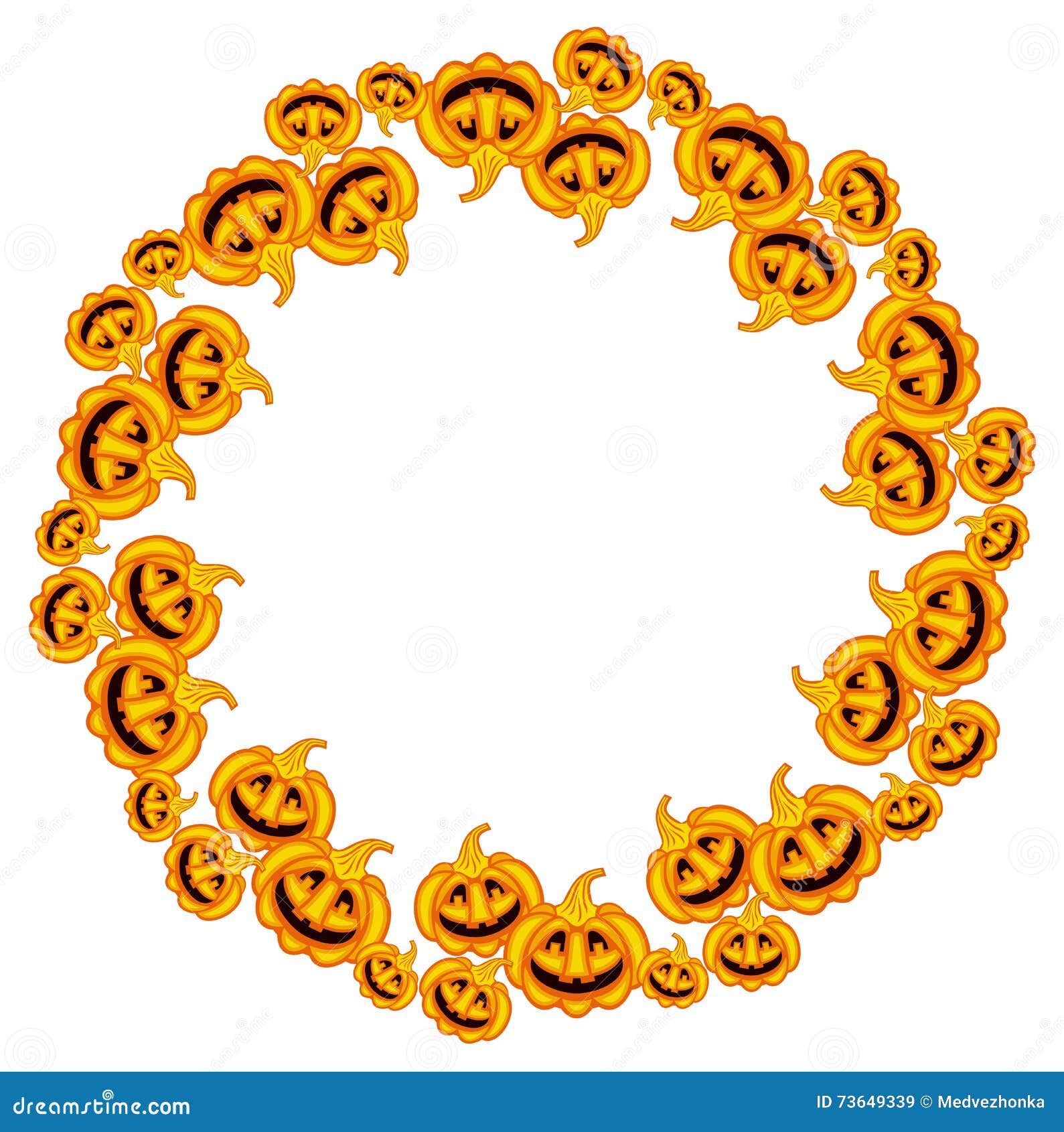 Halloween Pumpkins Round Frame Stock Illustration - Illustration of ...