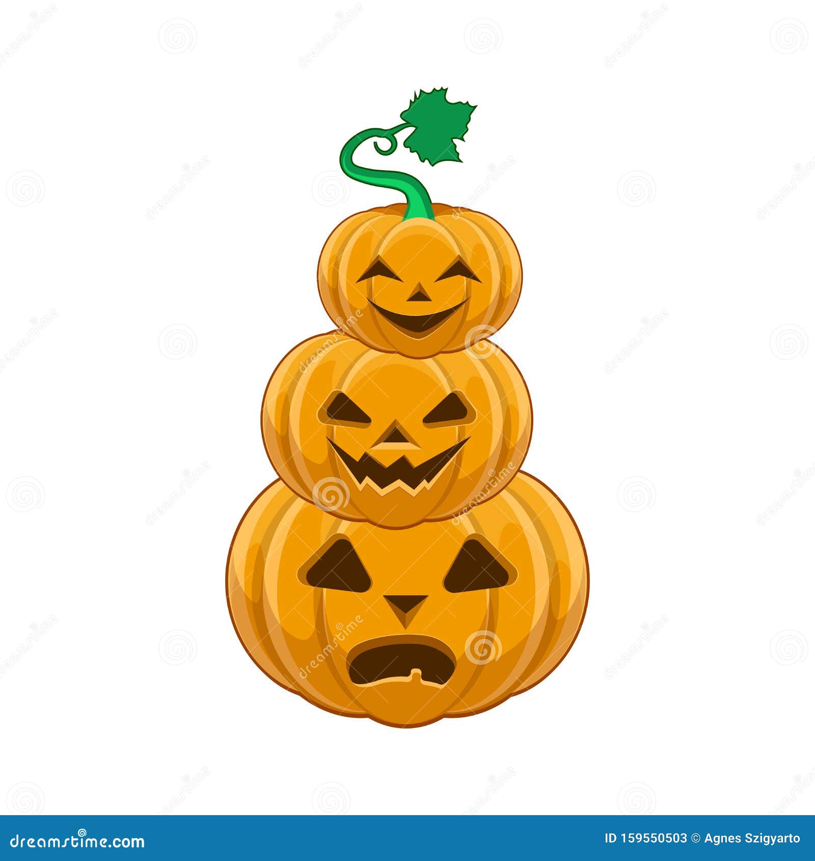 Halloween pumpkin stack stock vector. Illustration of grinning - 159550503