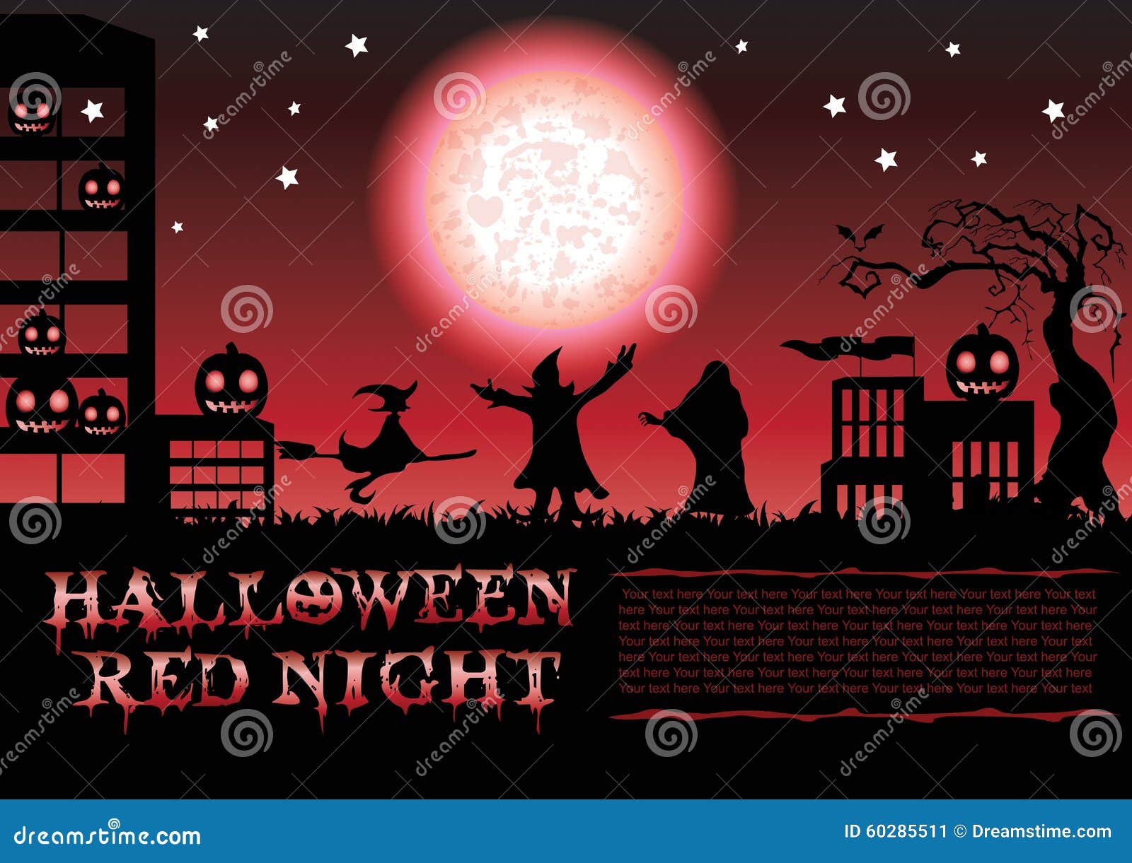 Halloween Red Night Poster stock vector. Illustration of cartoon - 60285511