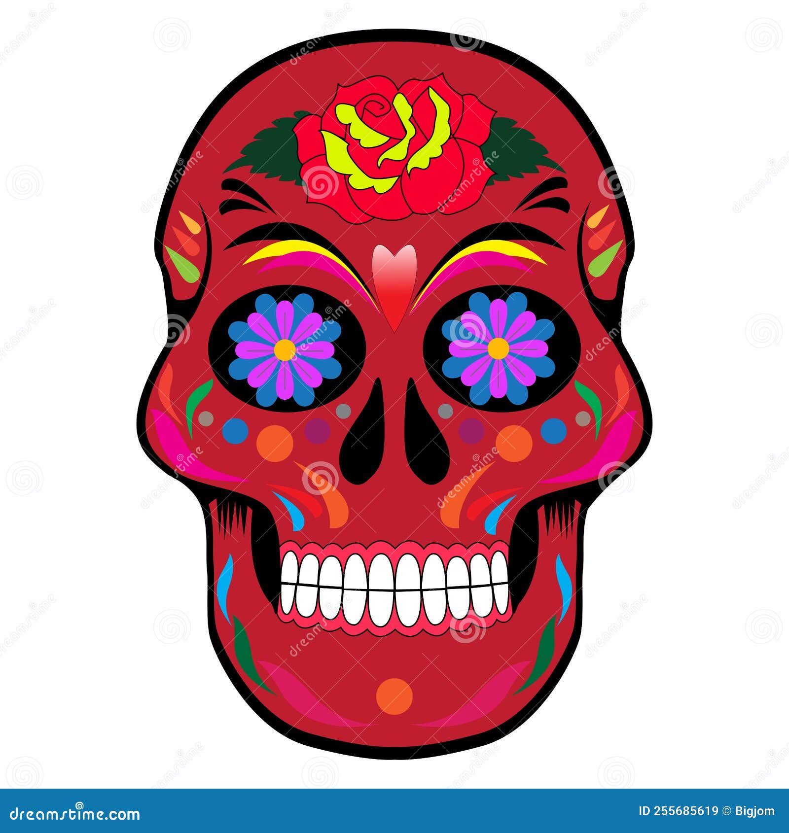 Halloween Red Skull Vector and Illustrations on White Background. Stock ...