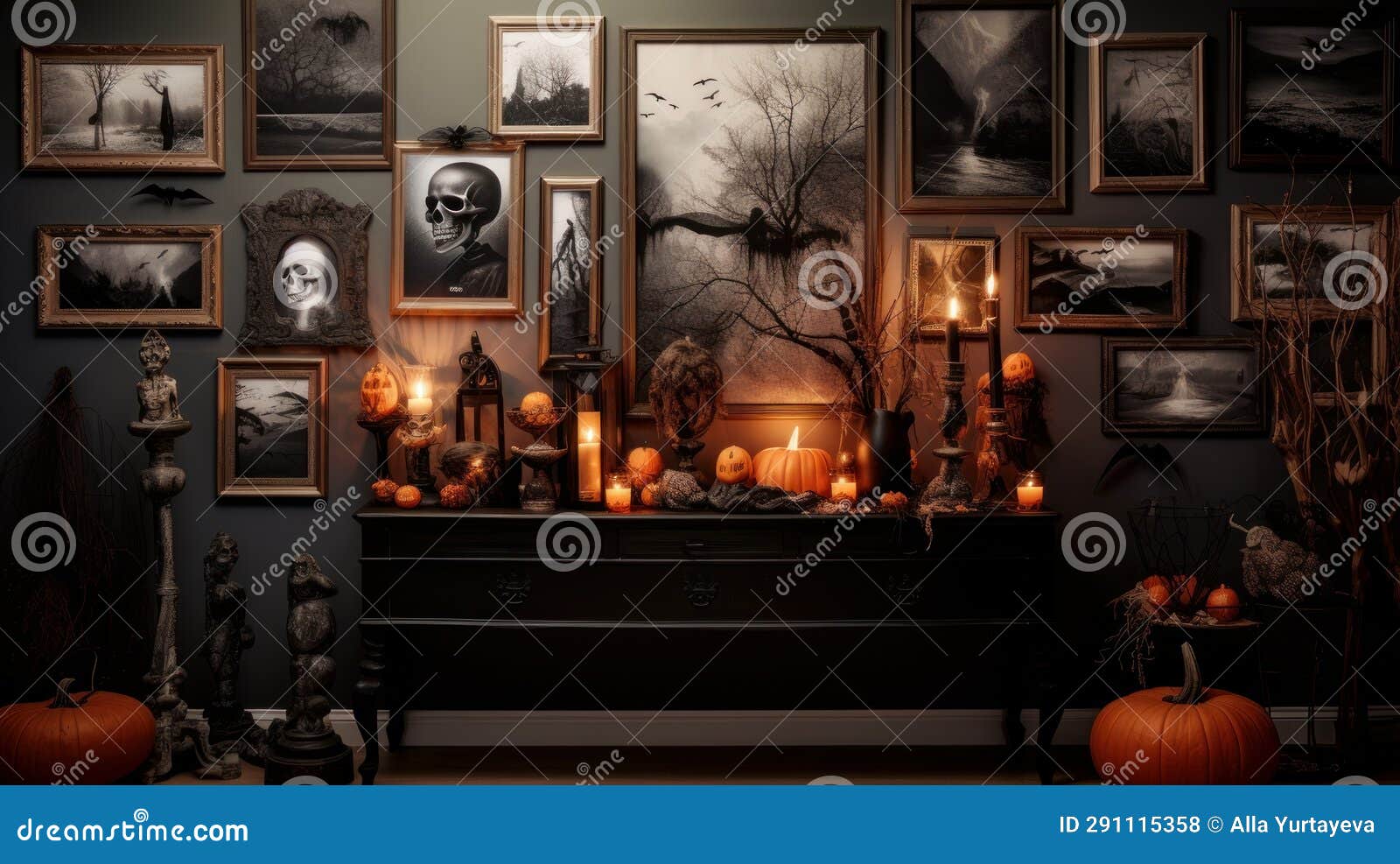 Halloween room interior stock photo. Image of style - 291115358