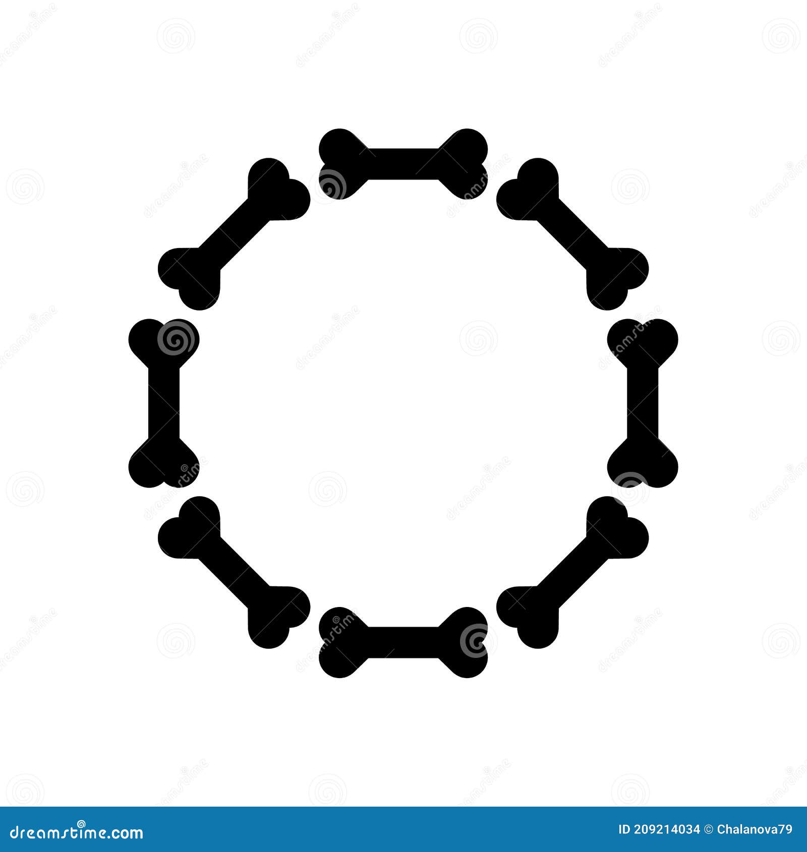 Halloween Round Frame with Bones, Vector Stock Vector - Illustration of ...