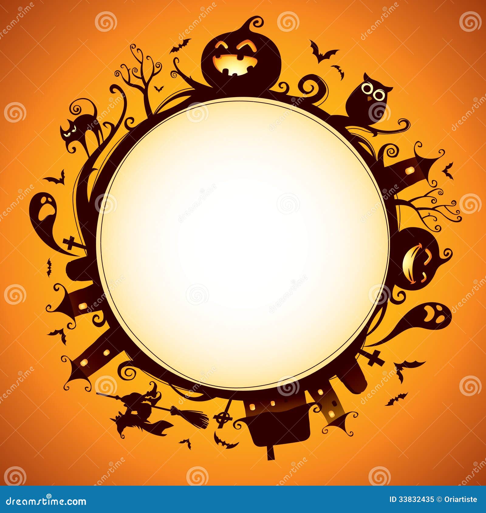 Halloween Rounded Border for Design Stock Vector - Illustration of ...