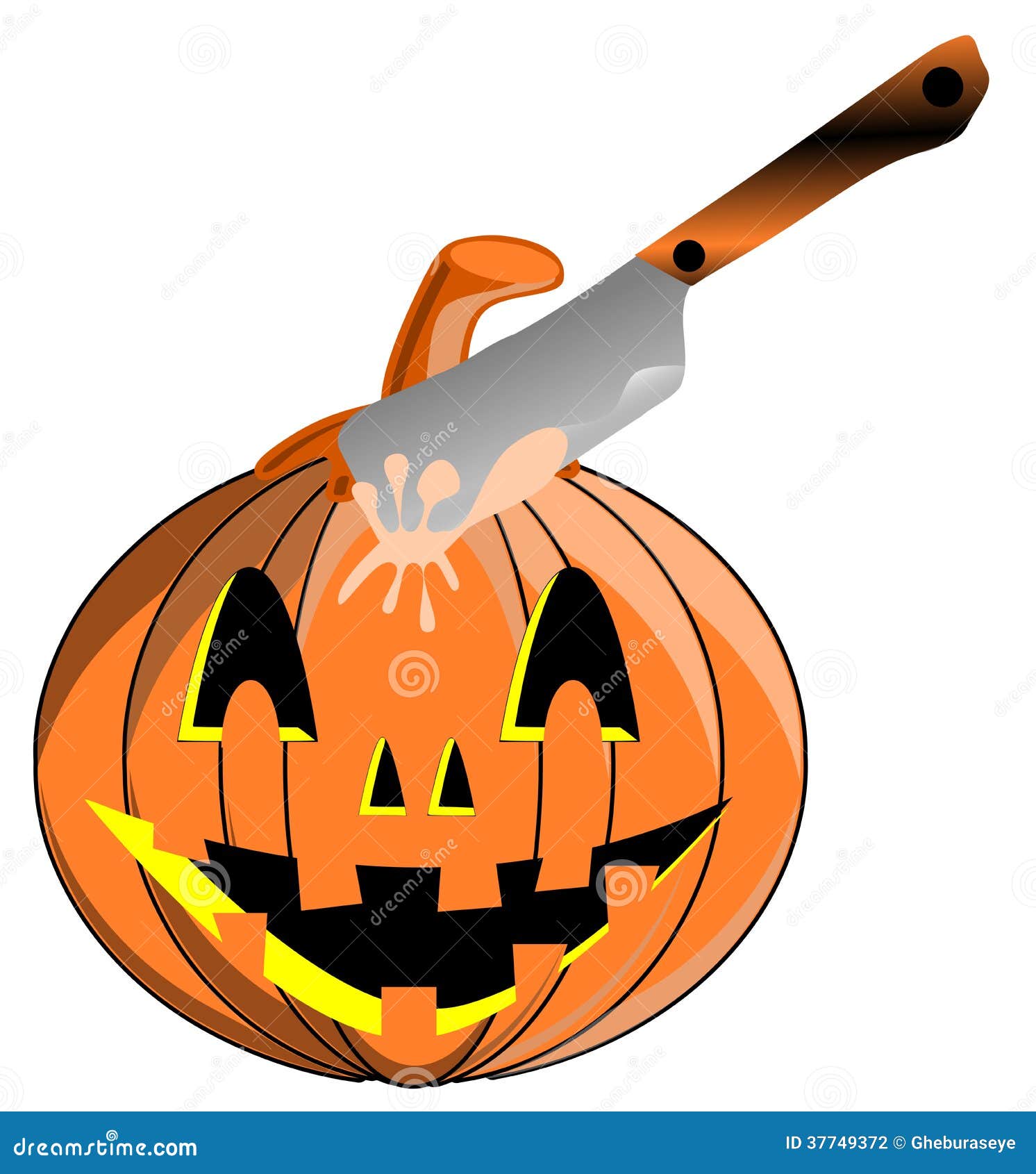 Halloweens Pumpkin with Chopper Isolated Stock Illustration ...