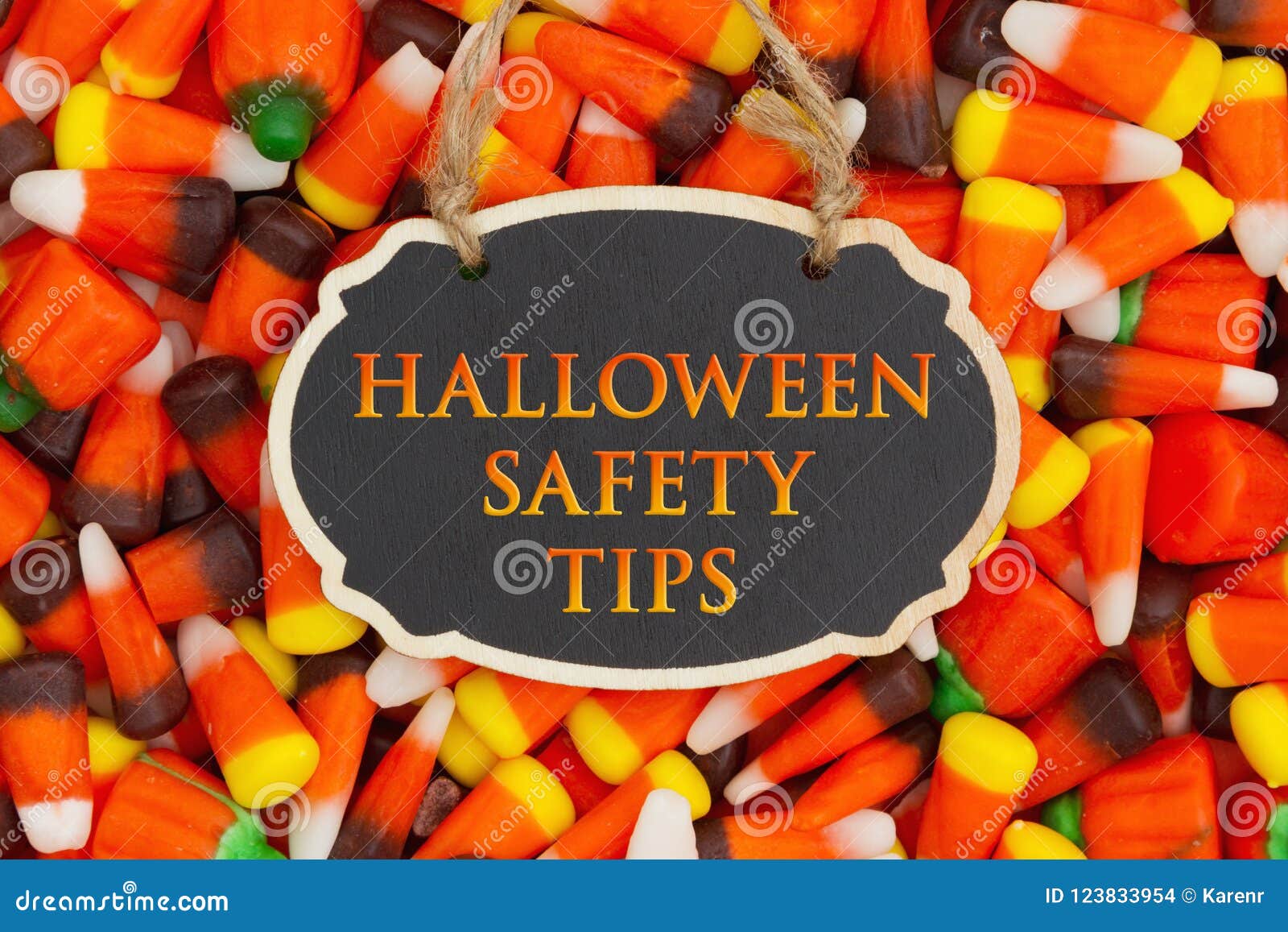 Halloween Safety Tips Message with Candy Corn Stock Photo - Image of ...