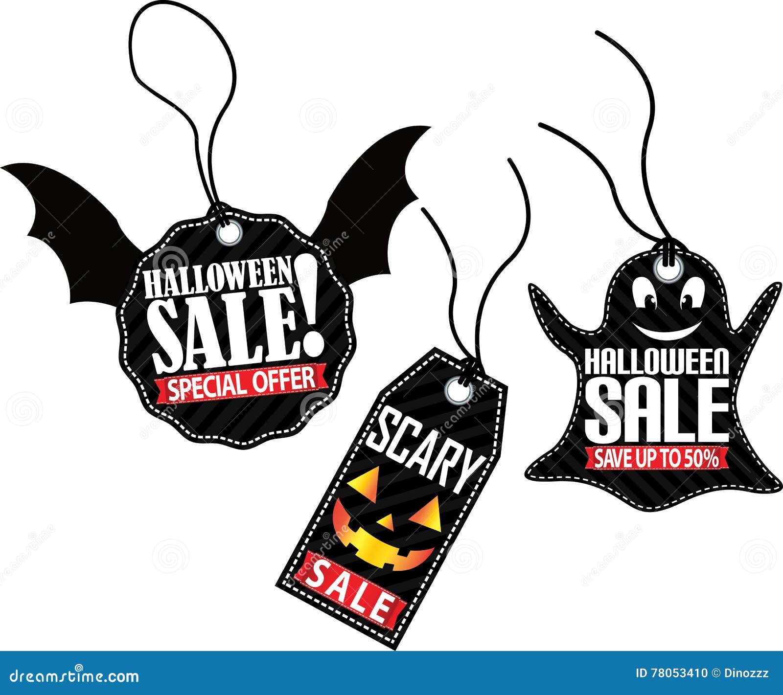 Halloween Sale Scary Tag Set, Vector Illustration Stock Vector ...