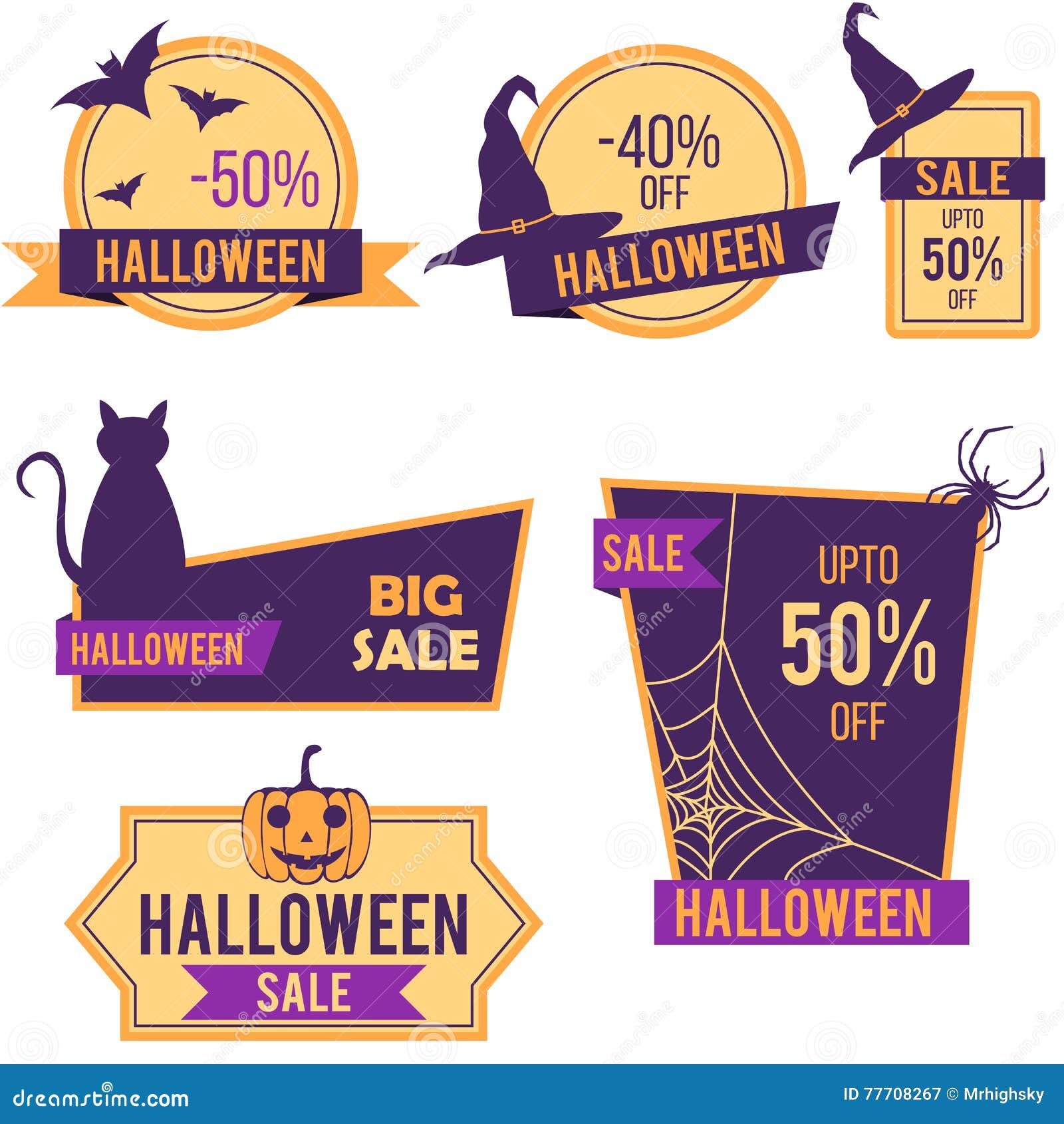 Halloween Sale Stickers and Labels Stock Vector - Illustration of ...