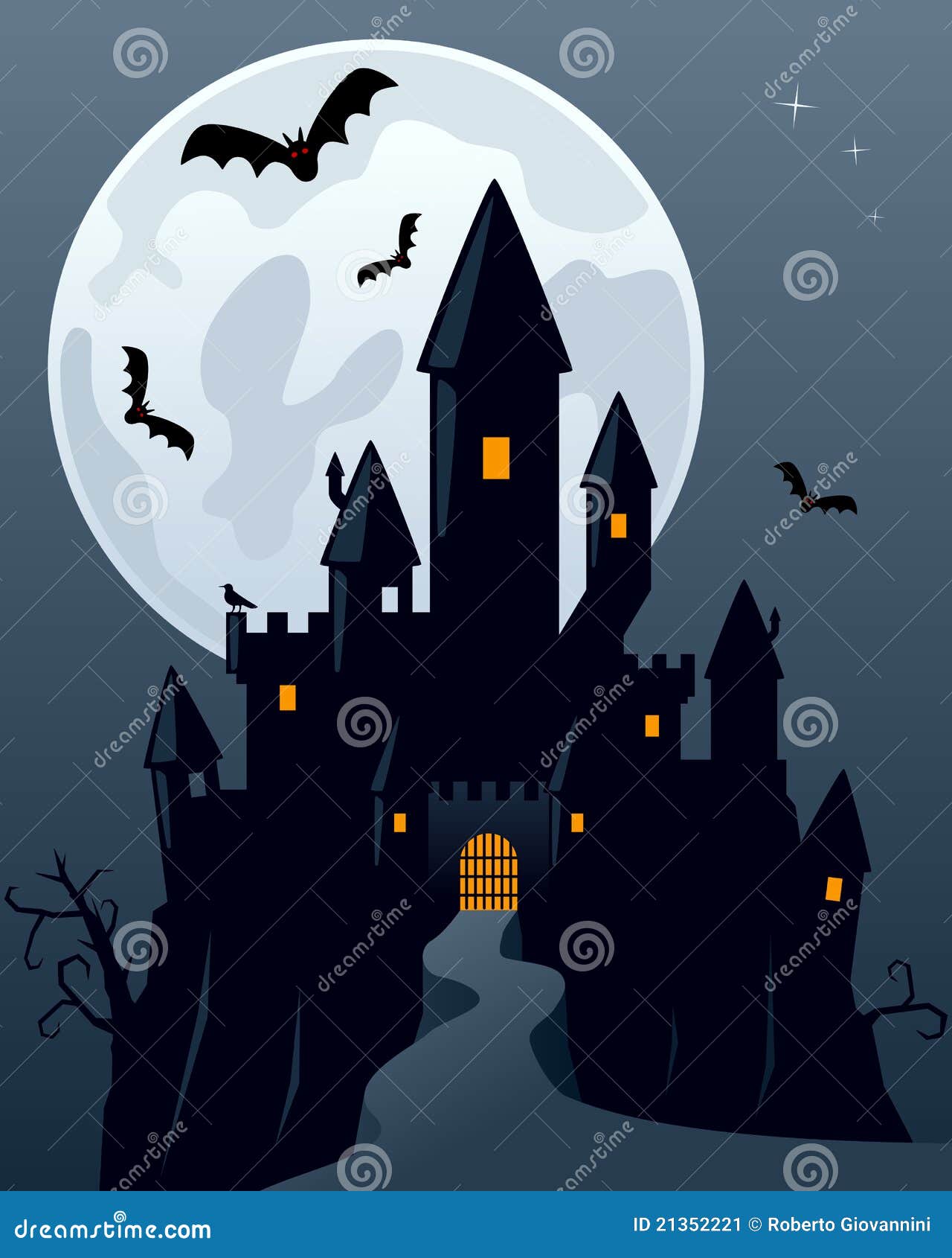 Halloween Scary Ghost Castle Stock Vector - Illustration of october ...