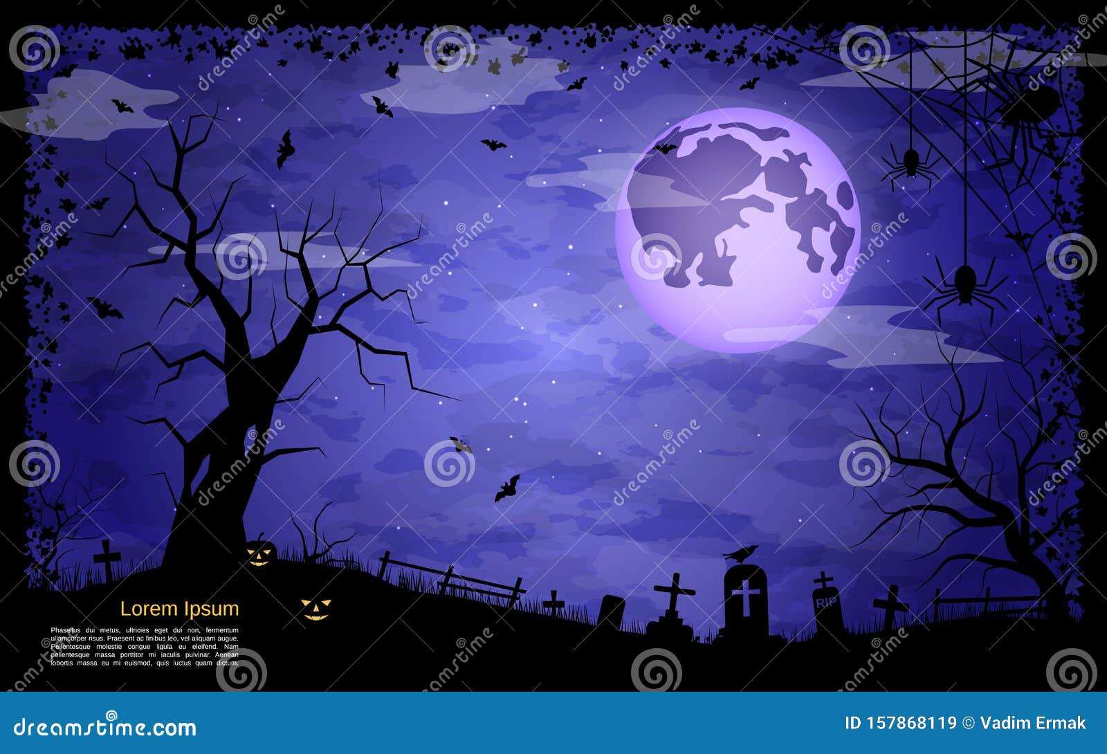 Halloween Night Vector Background Stock Vector - Illustration of design ...