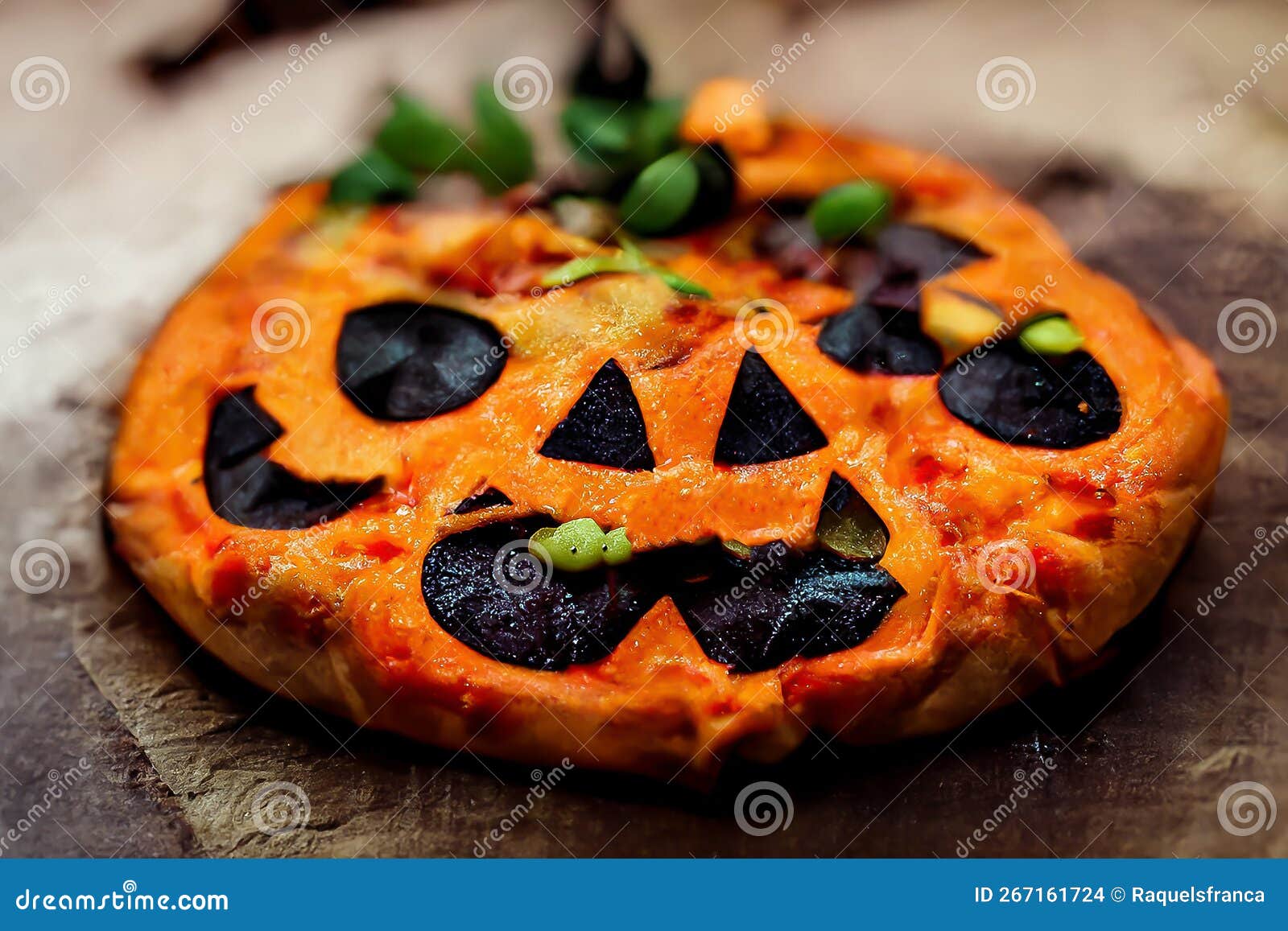Halloween scary pizza stock illustration. Illustration of generated ...