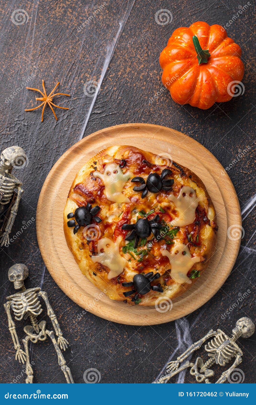 Halloween Scary Pizza Decorated Ghosts Stock Photo - Image of food ...
