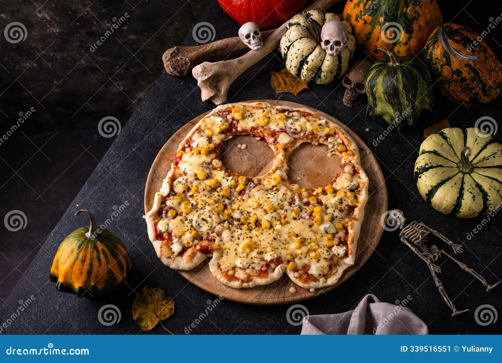 Halloween Scary Pizza in Shape of Ghost Stock Image - Image of meal ...