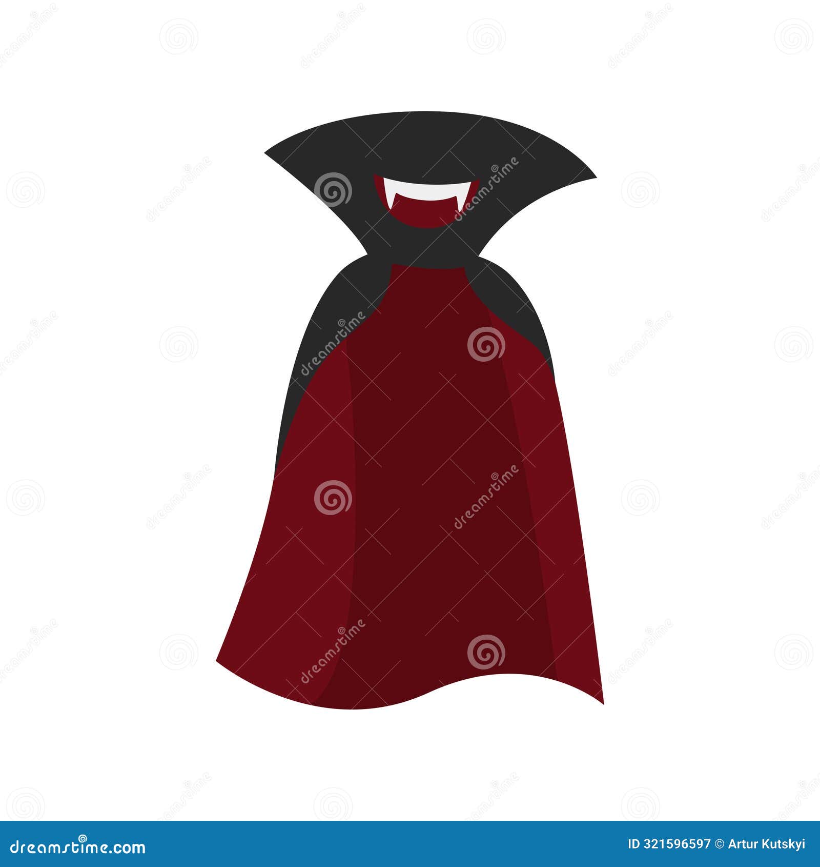 Halloween Scary Red Cloak with Vampire Smile and Sharp Teeth Stock ...