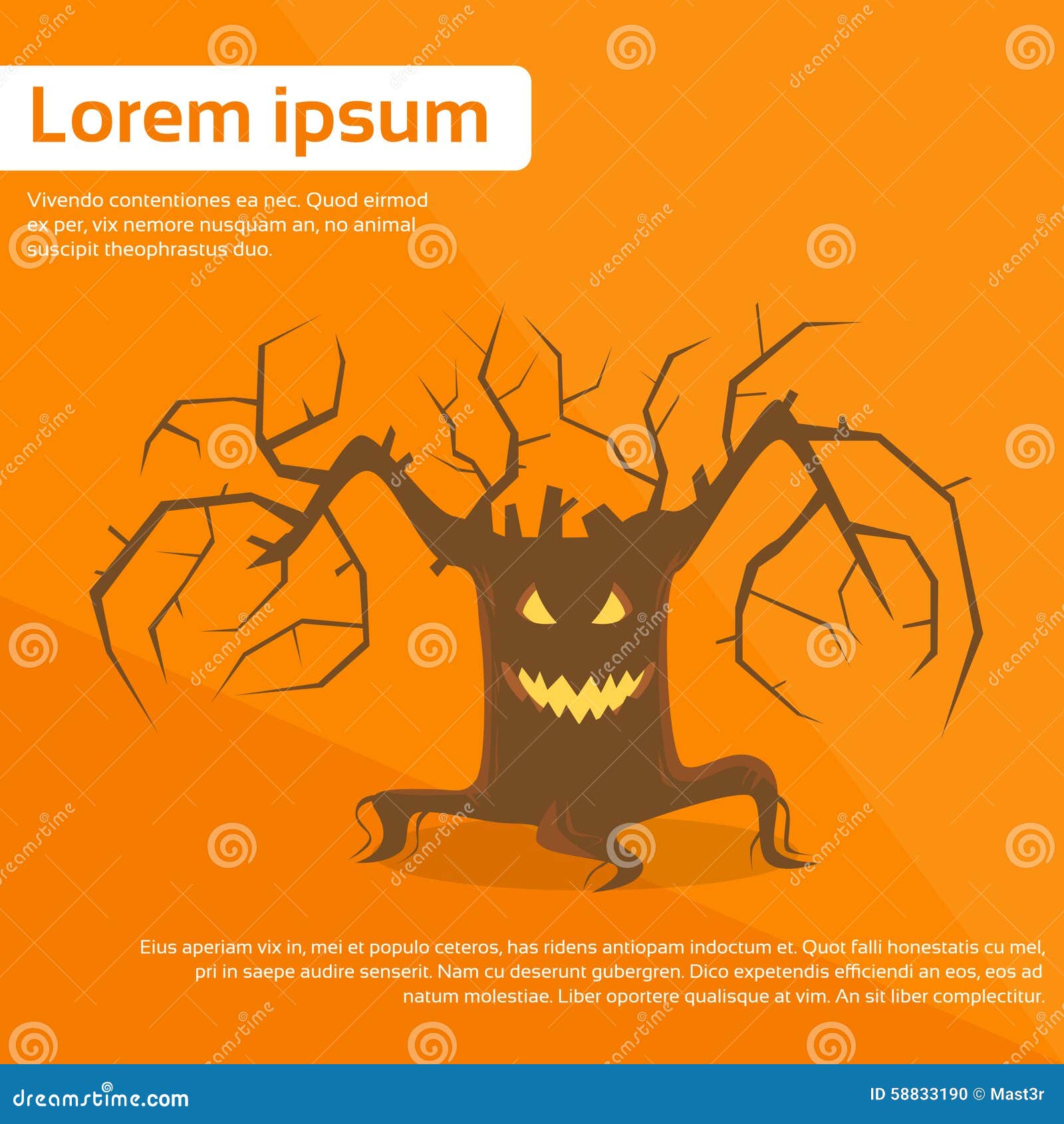 Halloween Scary Tree Smile Face Eyes Flat Vector Stock Vector ...