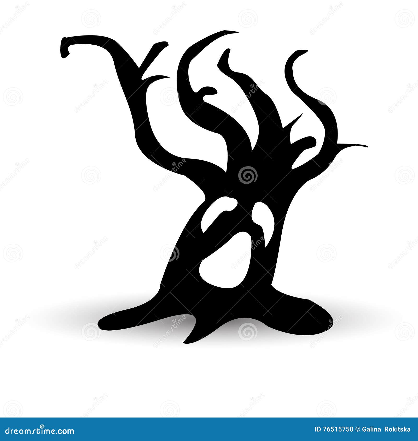 Halloween Scary Tree. Vector Illustration. Ghost Face Stock ...