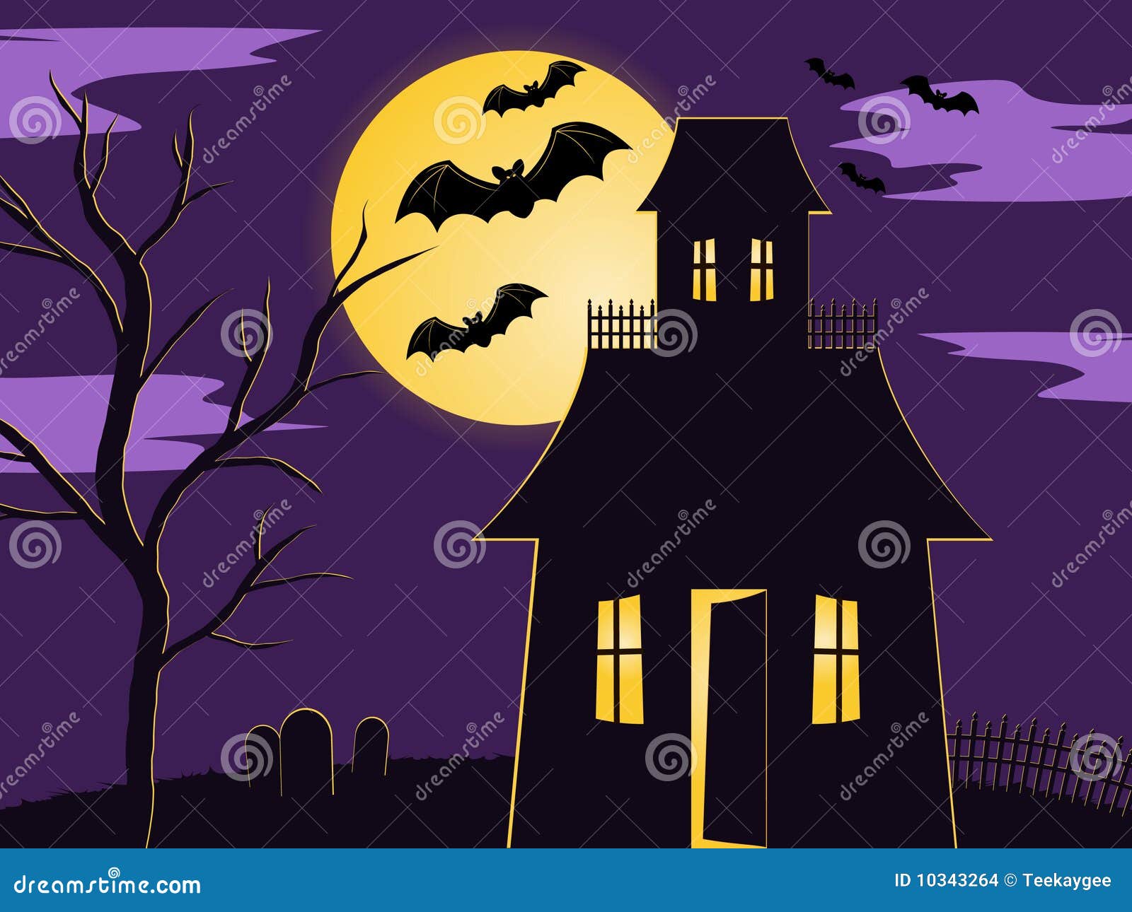 Halloween scene stock vector. Illustration of outline - 10343264