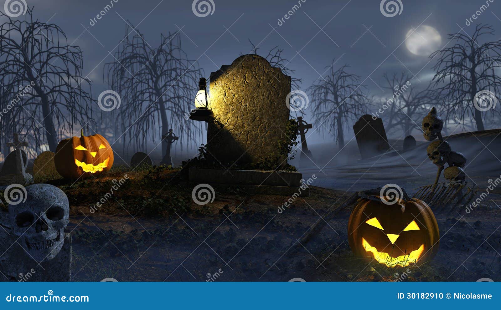 Halloween Scene stock illustration. Illustration of celebrations - 30182910