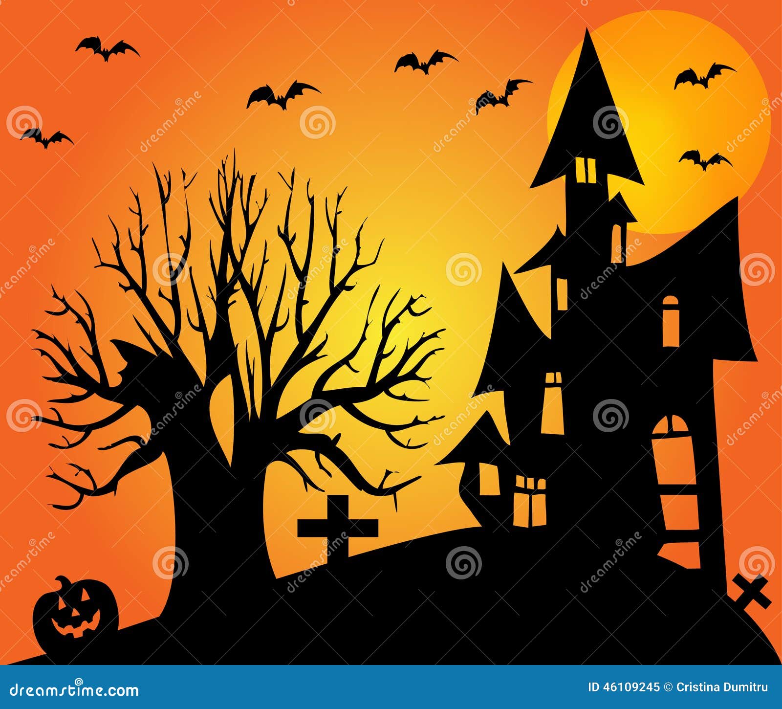 Halloween scene stock illustration. Illustration of celebration - 46109245