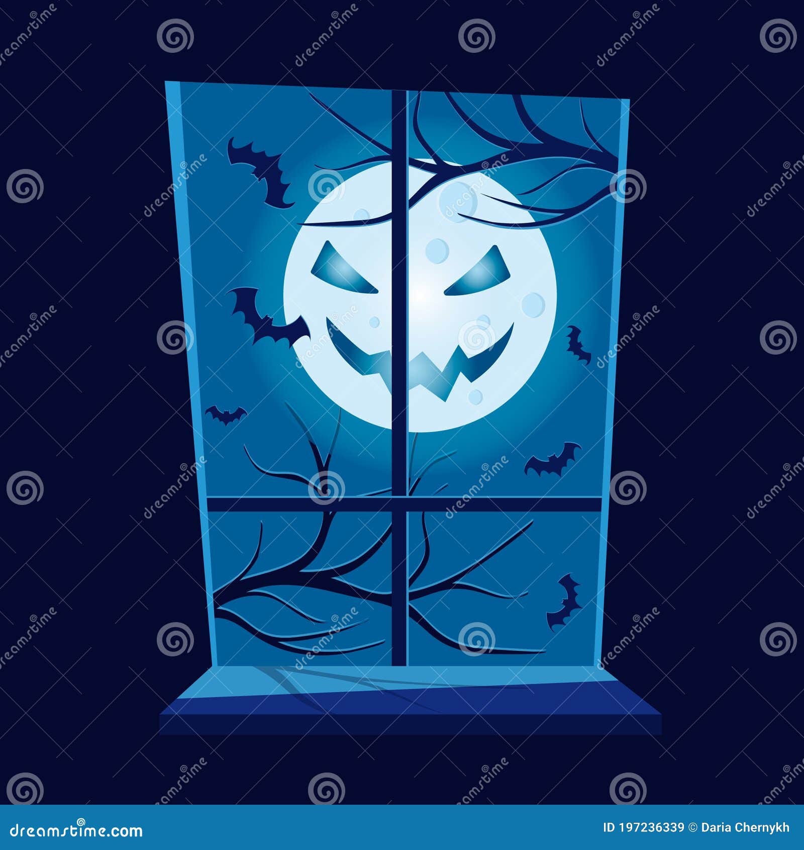 Scary Moon Vector Outline | CartoonDealer.com #260173339