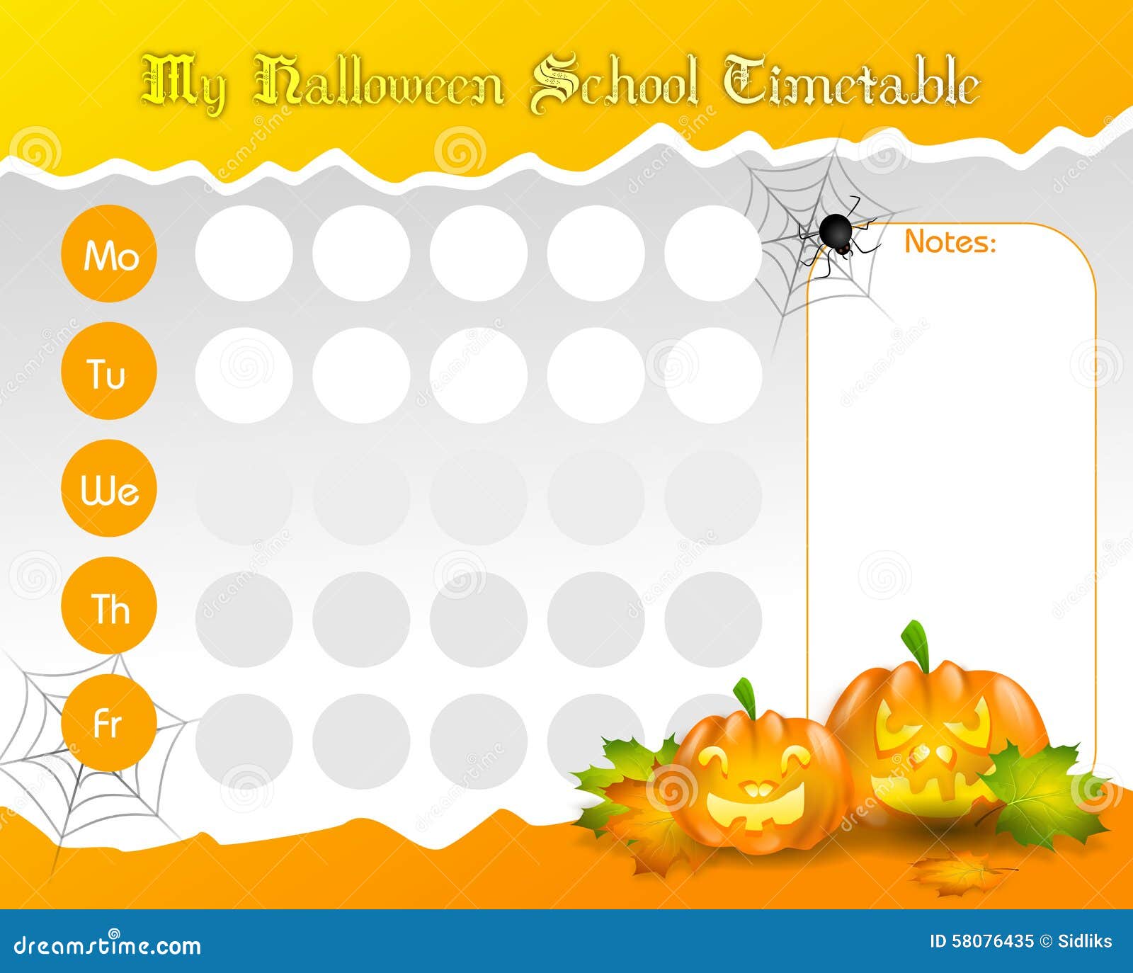 Halloween school timetable stock illustration. Illustration of cobweb ...
