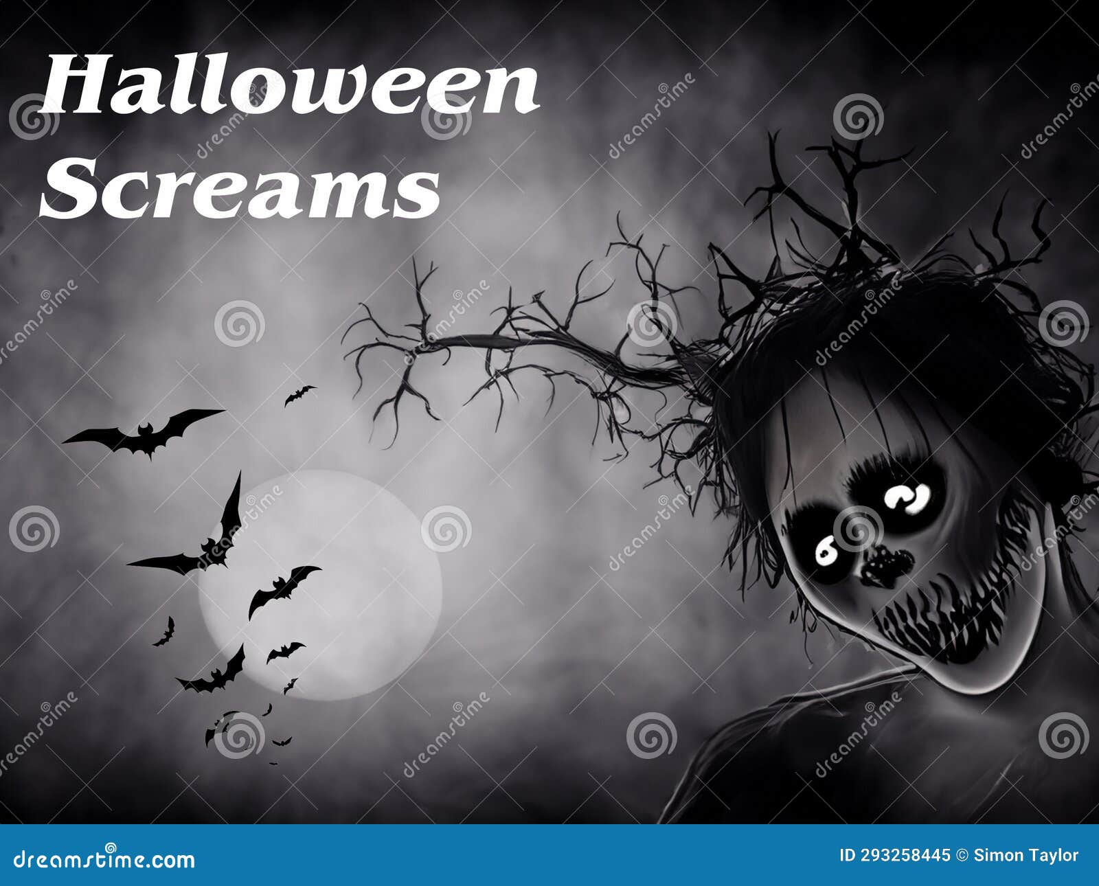 Halloween Screams - a Scary Tree-like Halloween Monster with a Crown of ...