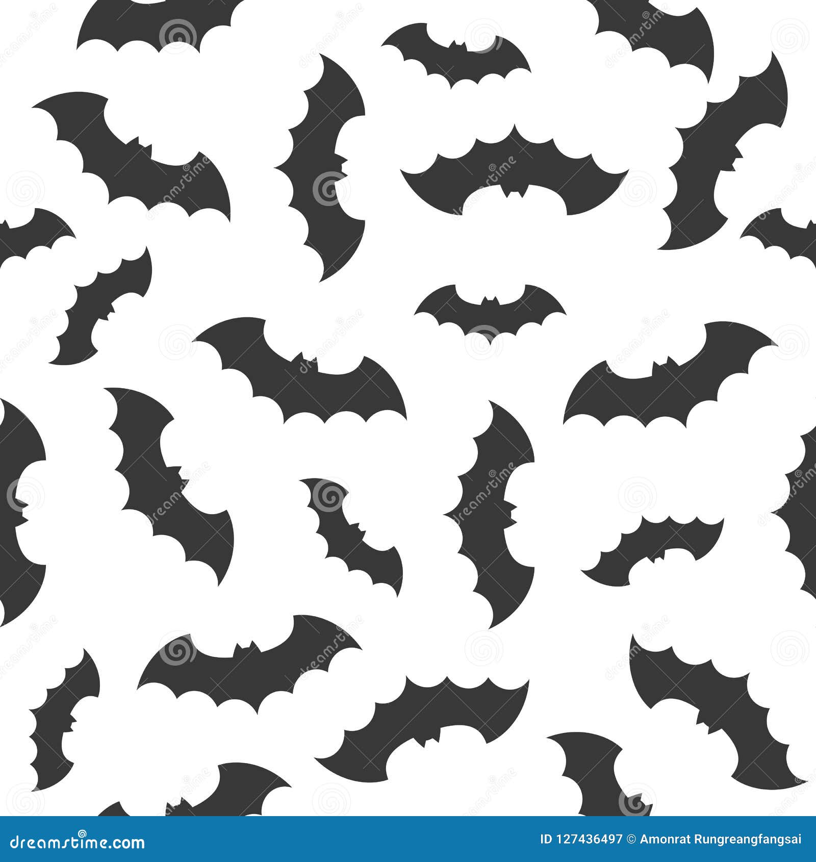 Halloween Seamless Pattern, Bat Flying, Flat Design with Clipping Mask ...