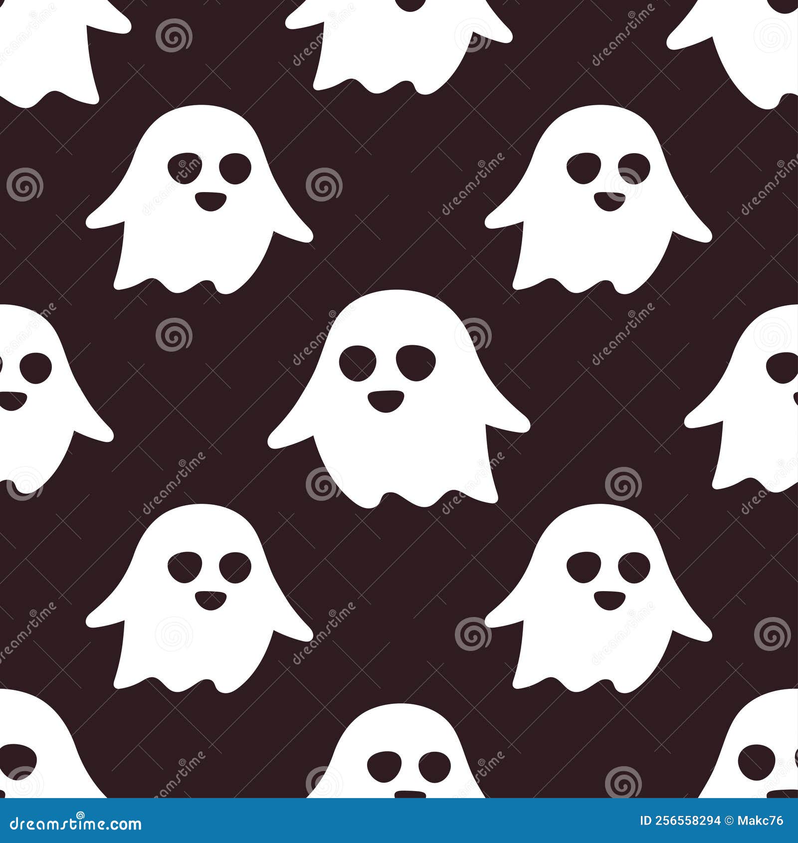 Halloween Seamless Pattern Collection with Cute Ghost Stock Vector ...