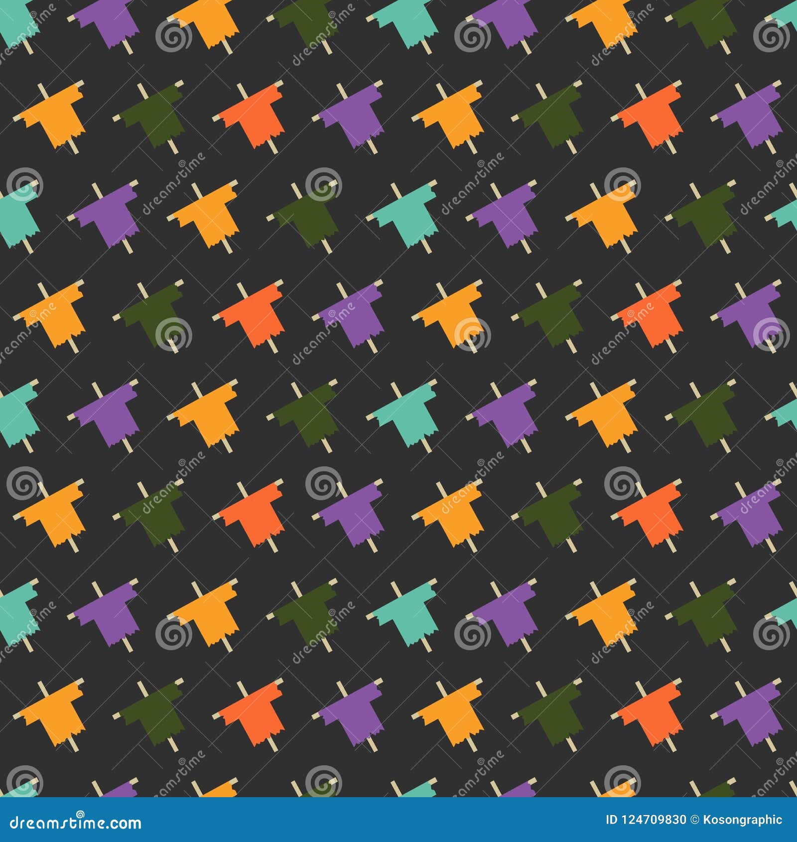 Halloween Seamless Pattern with Colorful Scarecrows. Design for Stock ...
