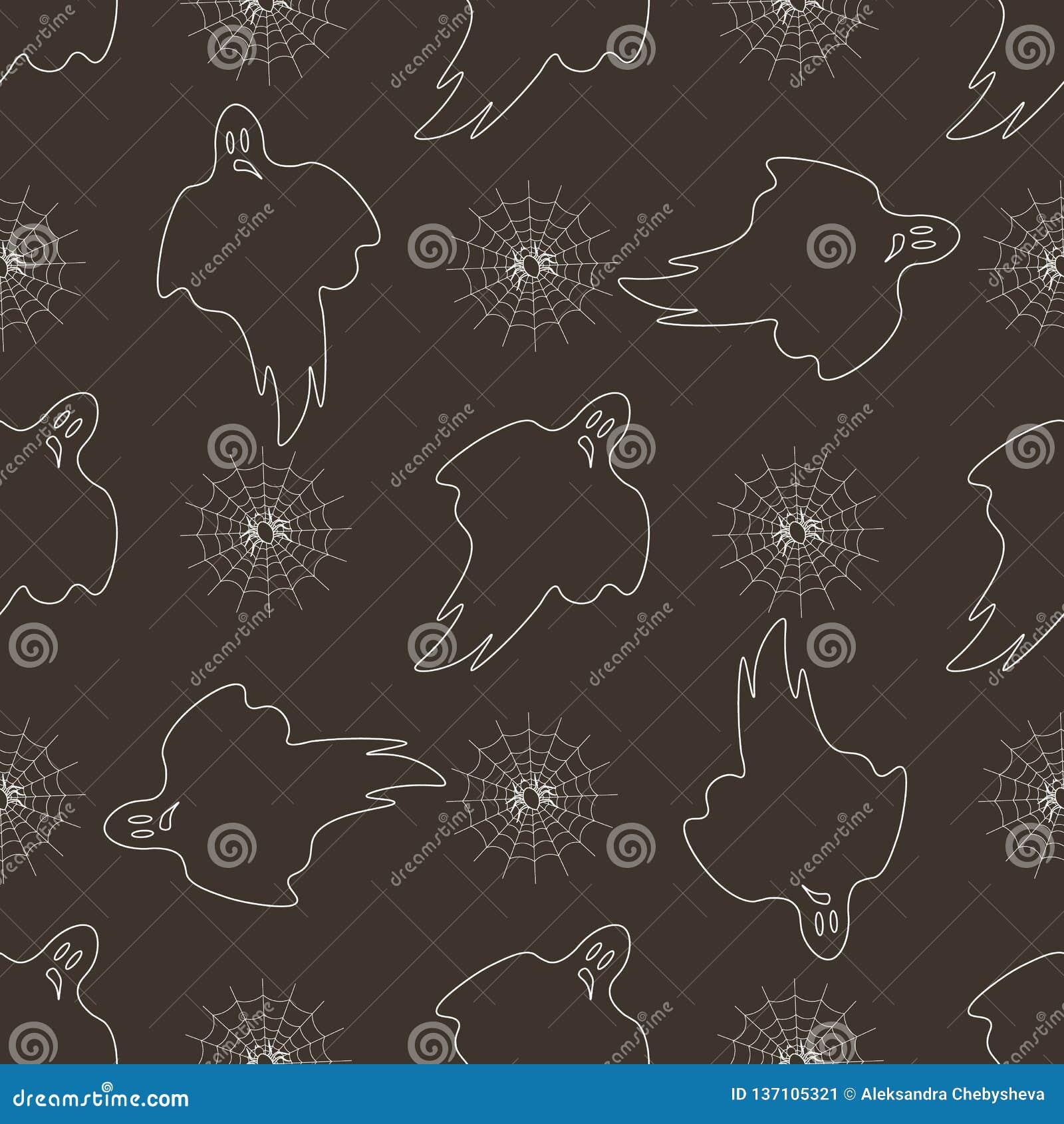 Contour Ghost On A White Background. Cute Black Outline Ghost ...