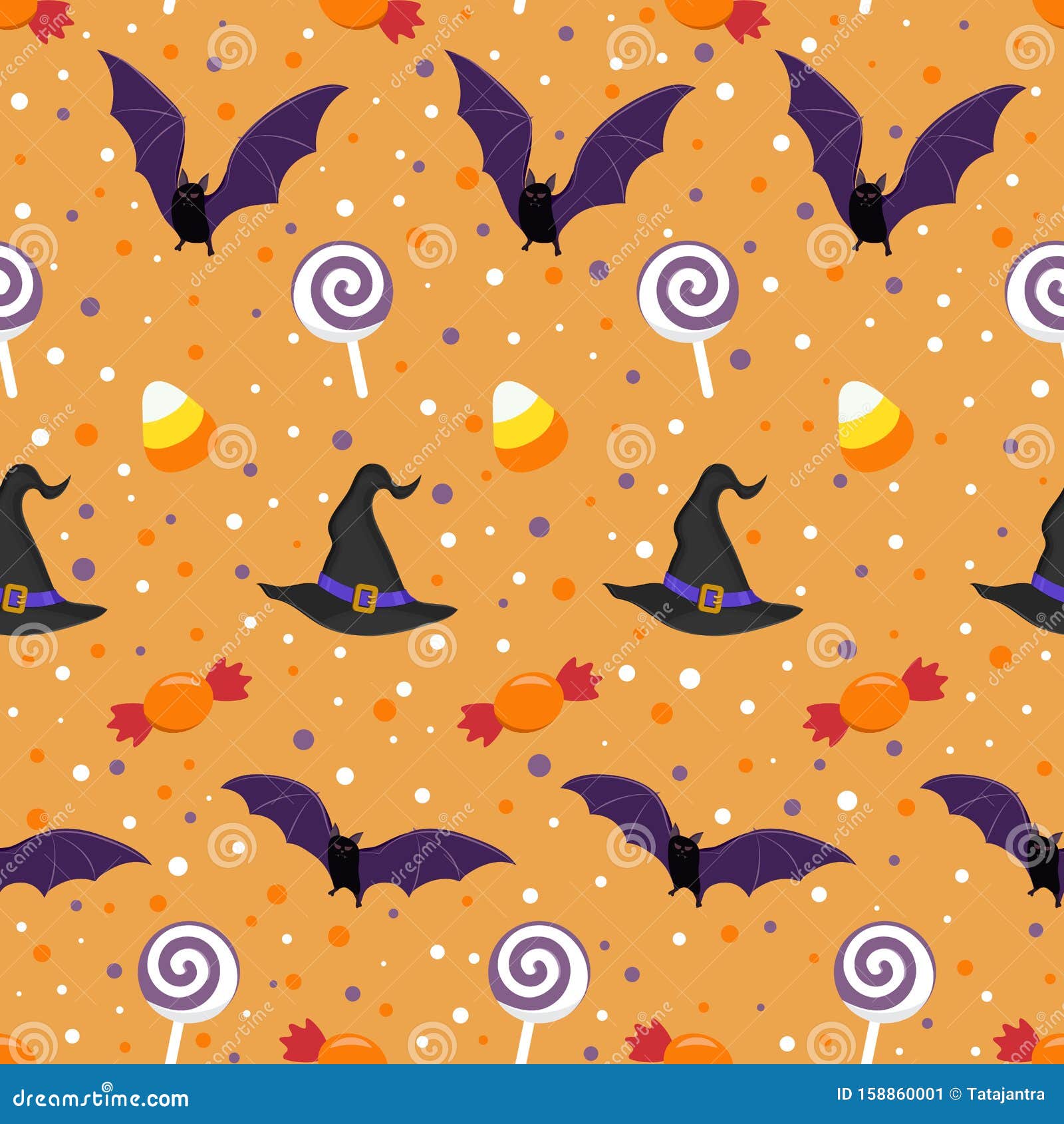 Halloween Seamless Pattern on Orange Background. Halloween Pattern ...