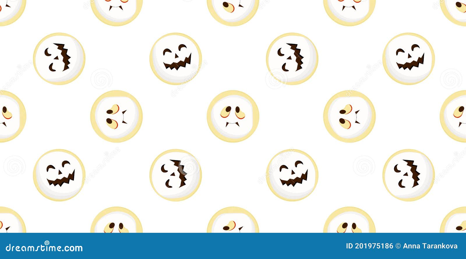 Halloween Seamless Pattern. Scary and Cute Faces Stock Vector ...