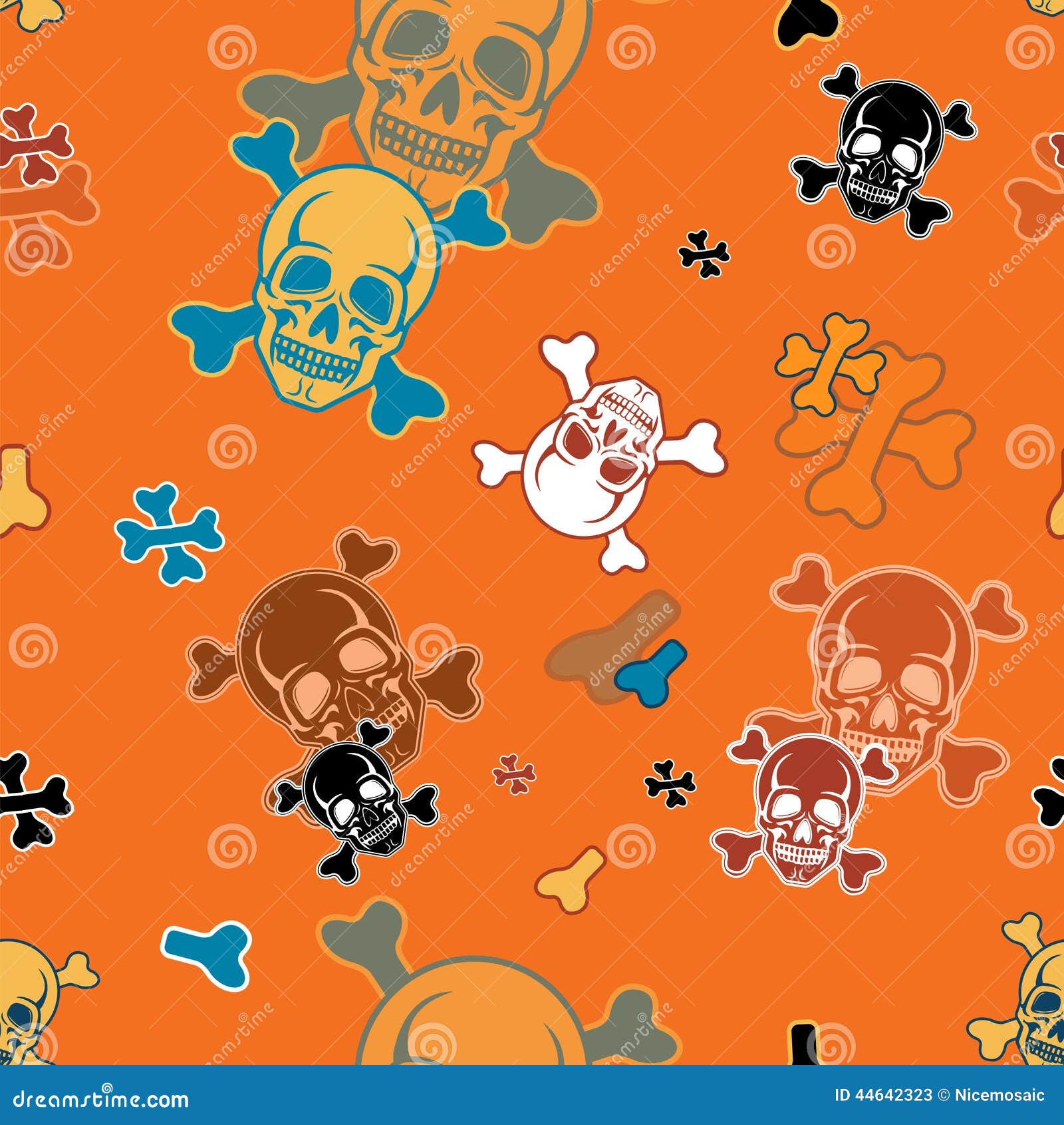 Halloween Seamless Pattern with Skulls and Crossbones Stock Vector ...
