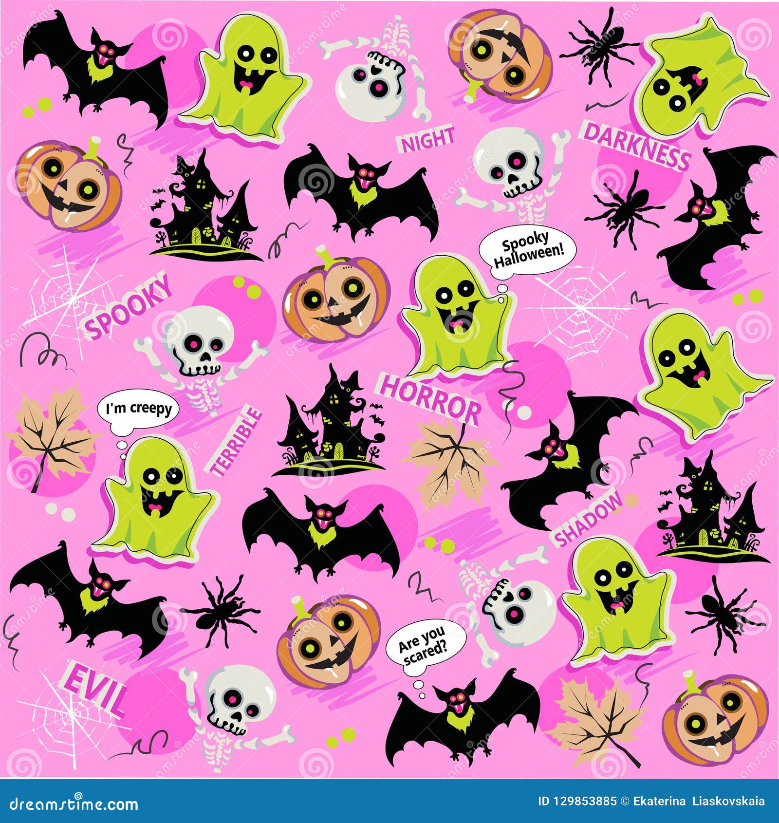 Halloween Seamless Pattern, Spooky Background. Stock Vector ...