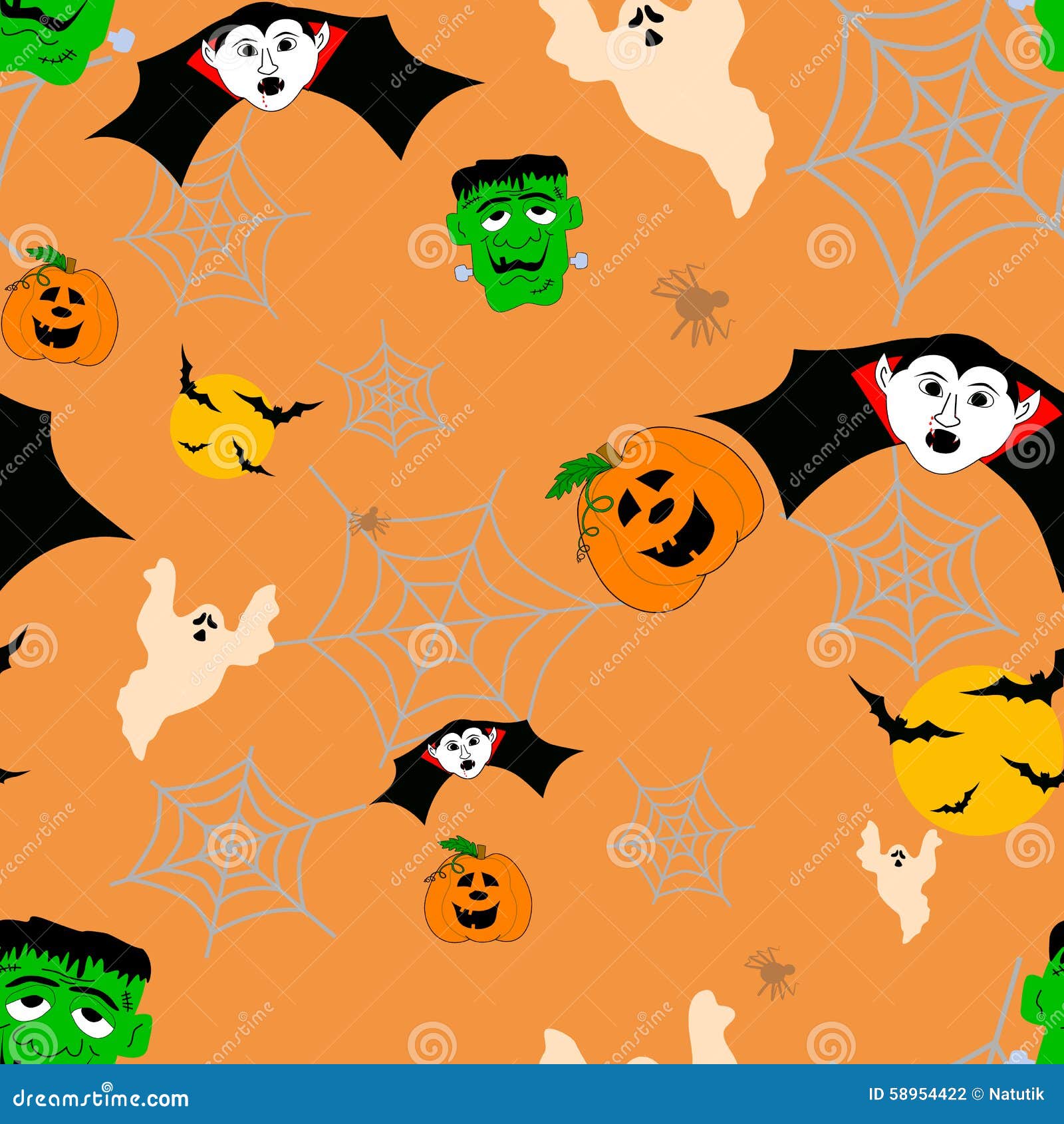 Halloween Seamless pattern stock vector. Illustration of moon - 58954422