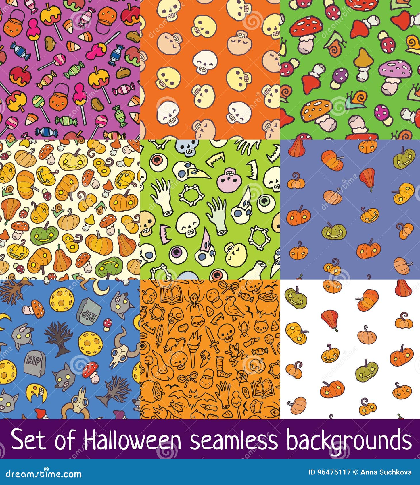 Halloween Seamless Patterns Stock Vector - Illustration of halloween ...