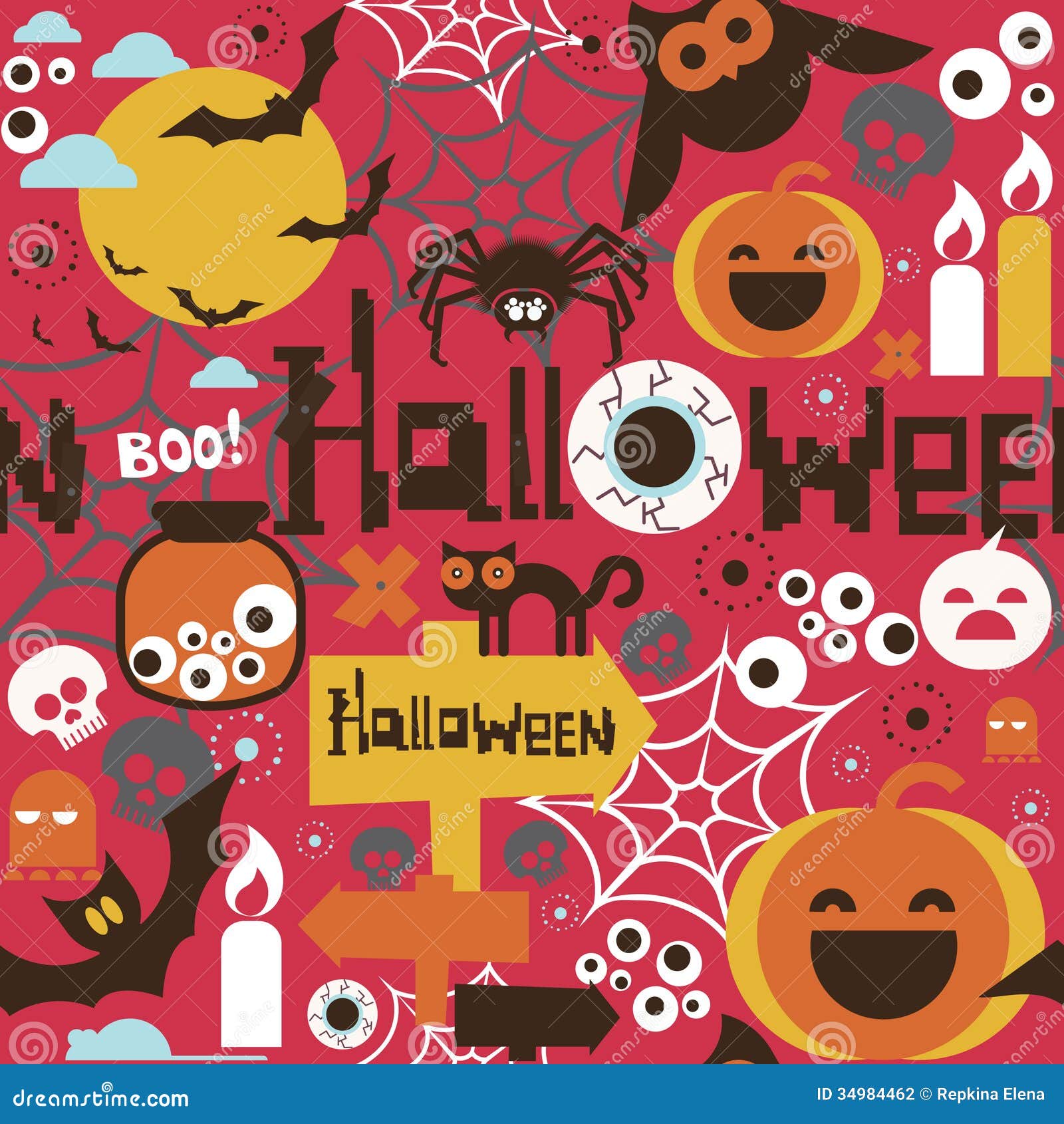 Halloween seamless print stock illustration. Illustration of fire ...
