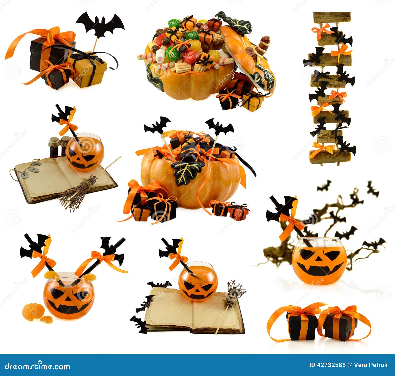 Halloween Set with Decorations Stock Photo - Image of lace, jack: 42732588