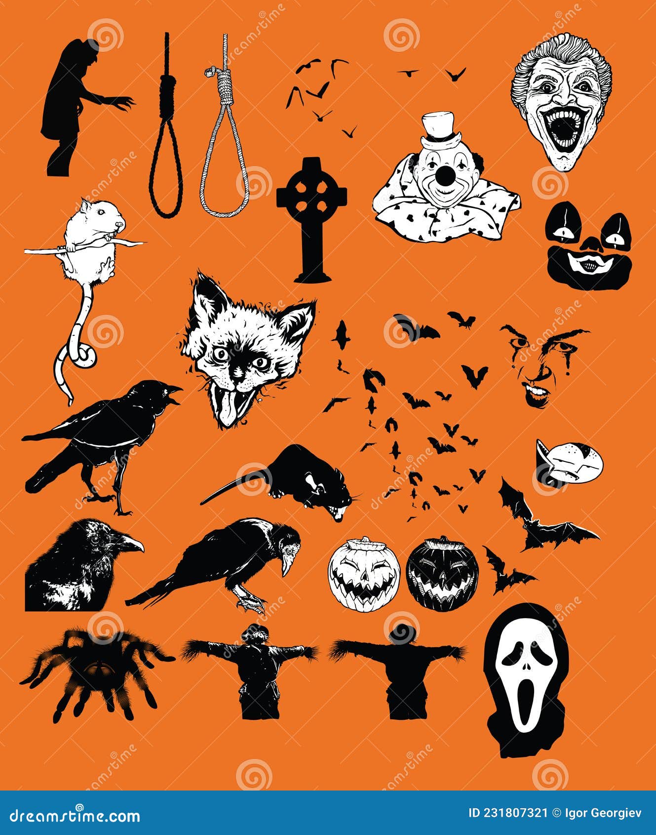 Halloween Set Vector Illustration Poster Template Stock Vector ...