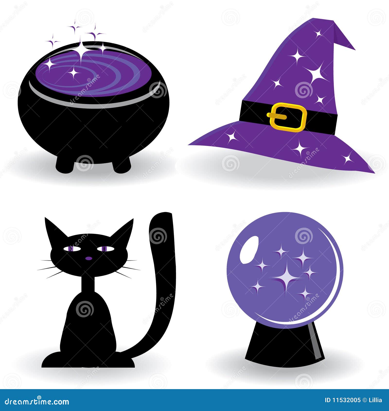 Halloween Set with Witch S Stuff Stock Vector - Illustration of purple ...