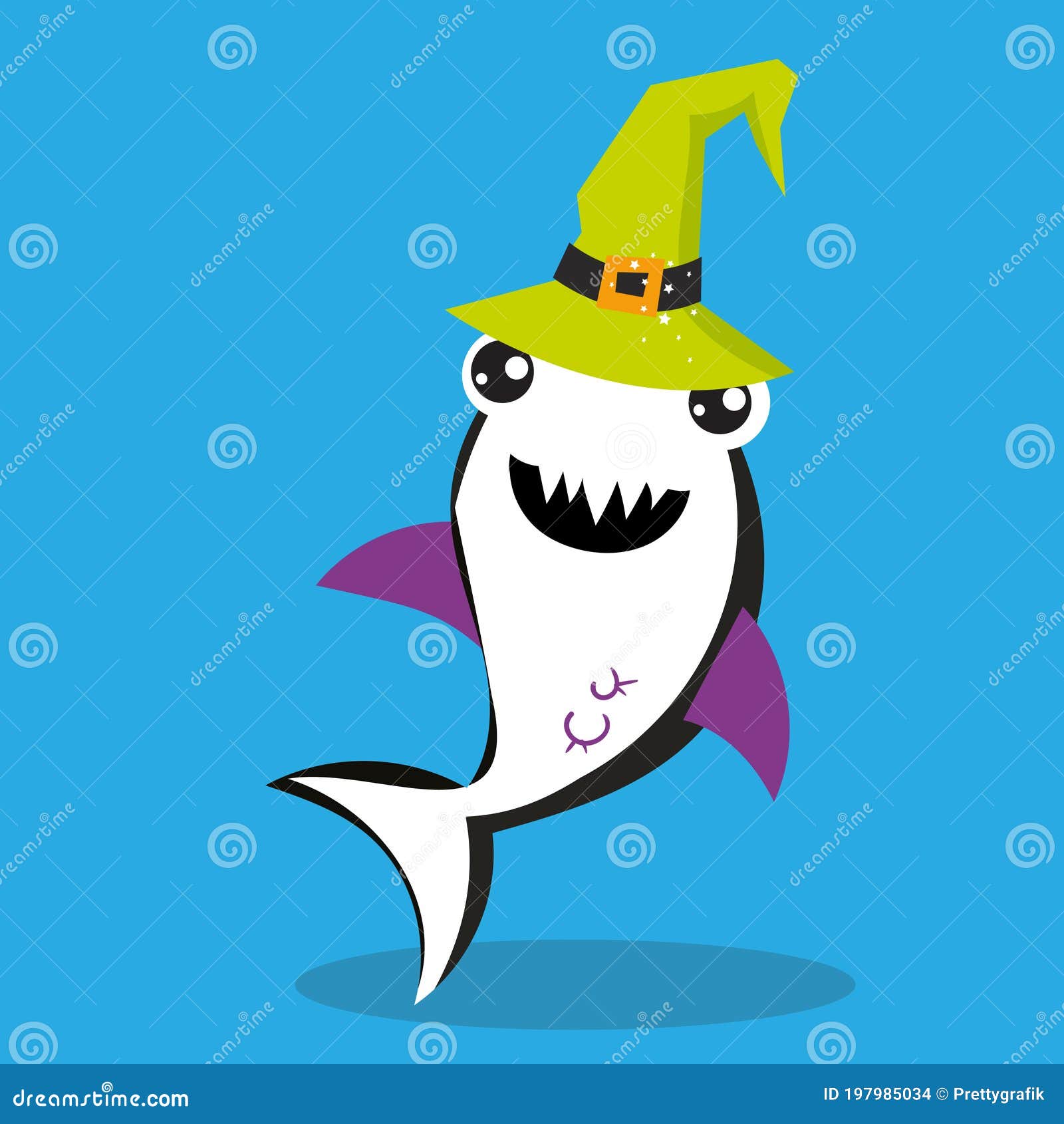 Halloween Shark Witch Green 05 Stock Vector - Illustration of witch ...