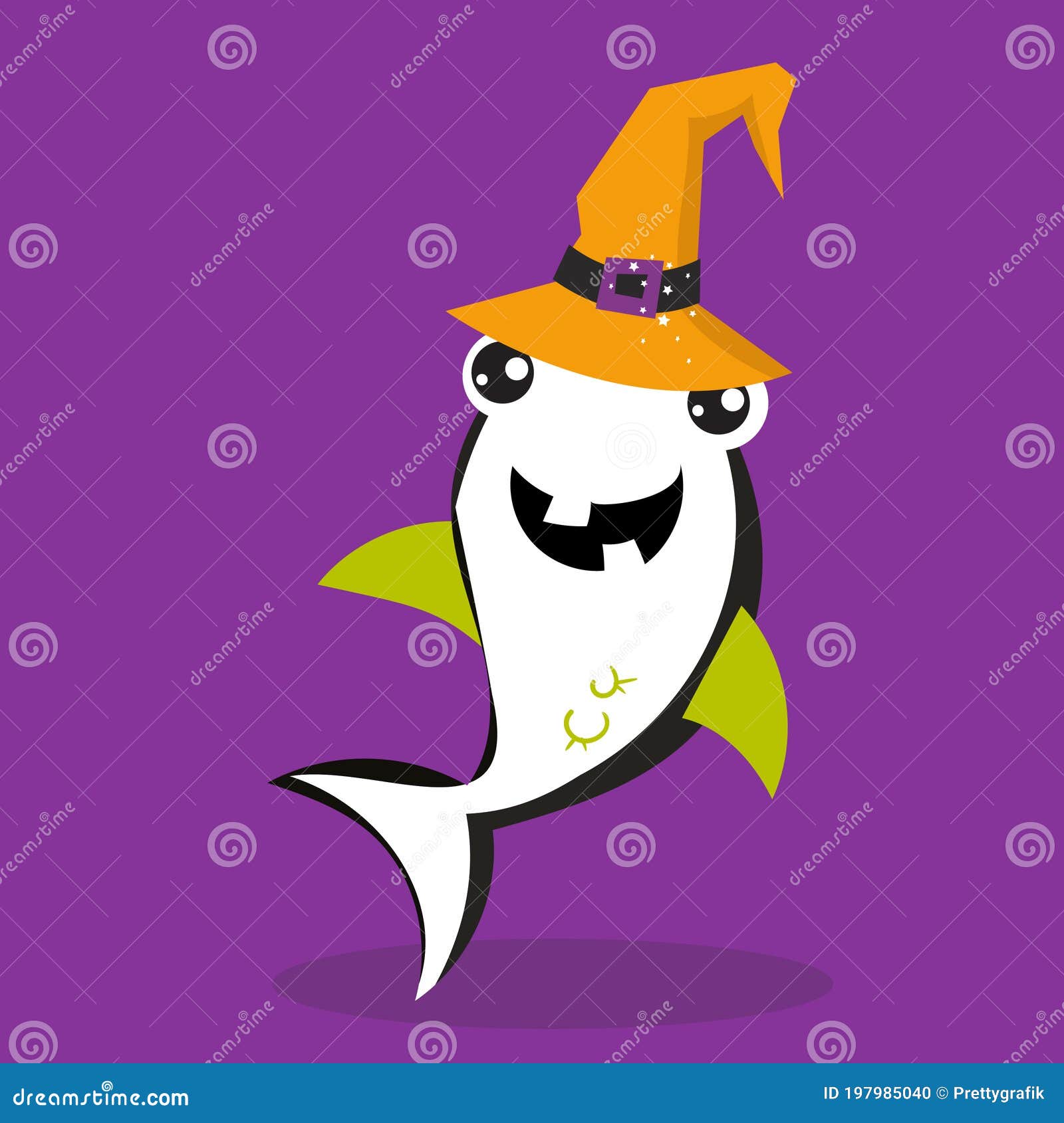 Halloween Shark Witch Orange 04 Stock Vector - Illustration of shark ...