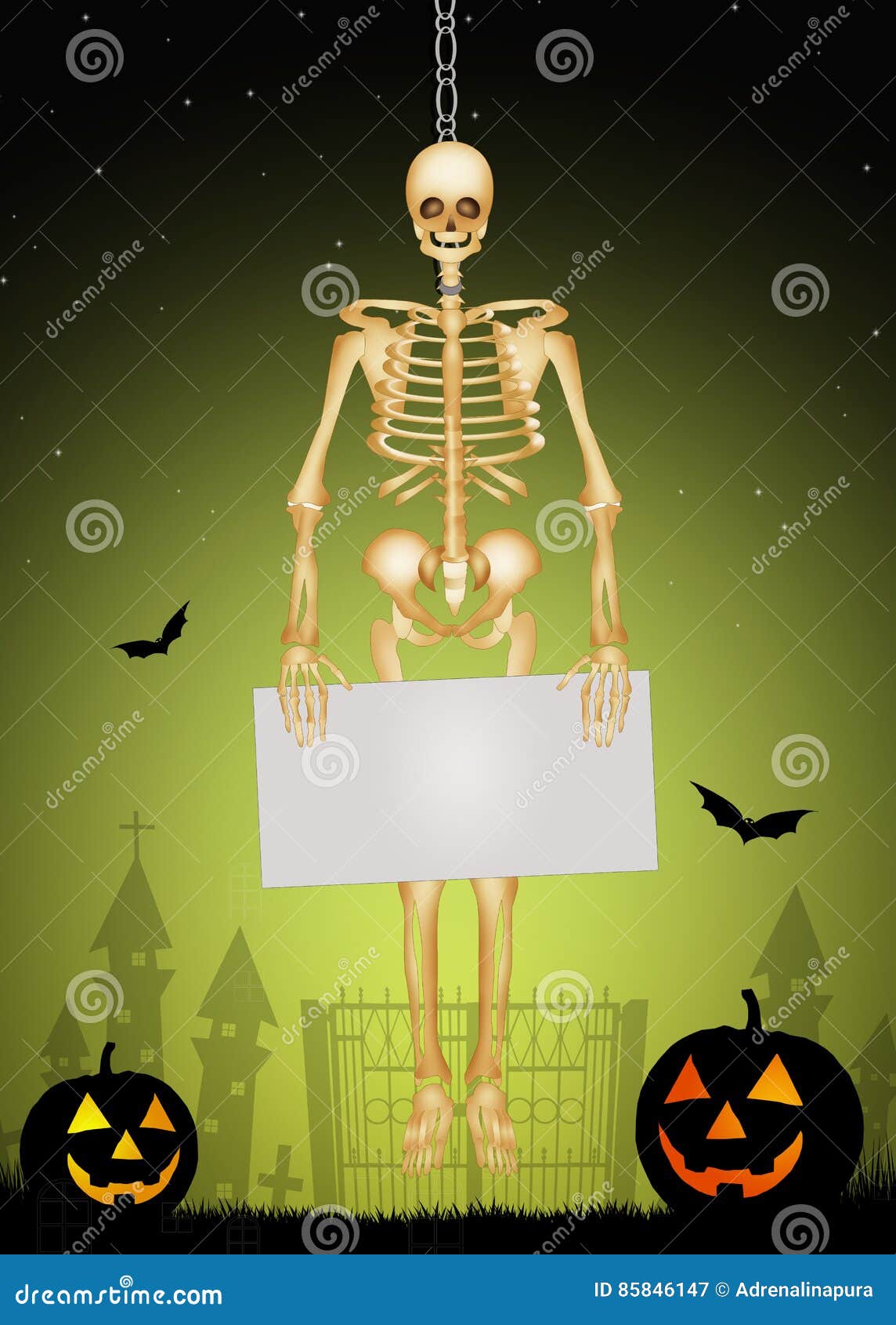 Halloween skeleton stock illustration. Illustration of trick - 85846147