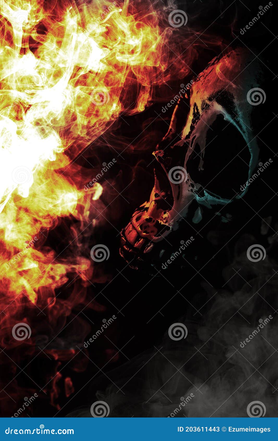 Halloween Skeleton Skull Fire Stock Image - Image of dying, deadly ...