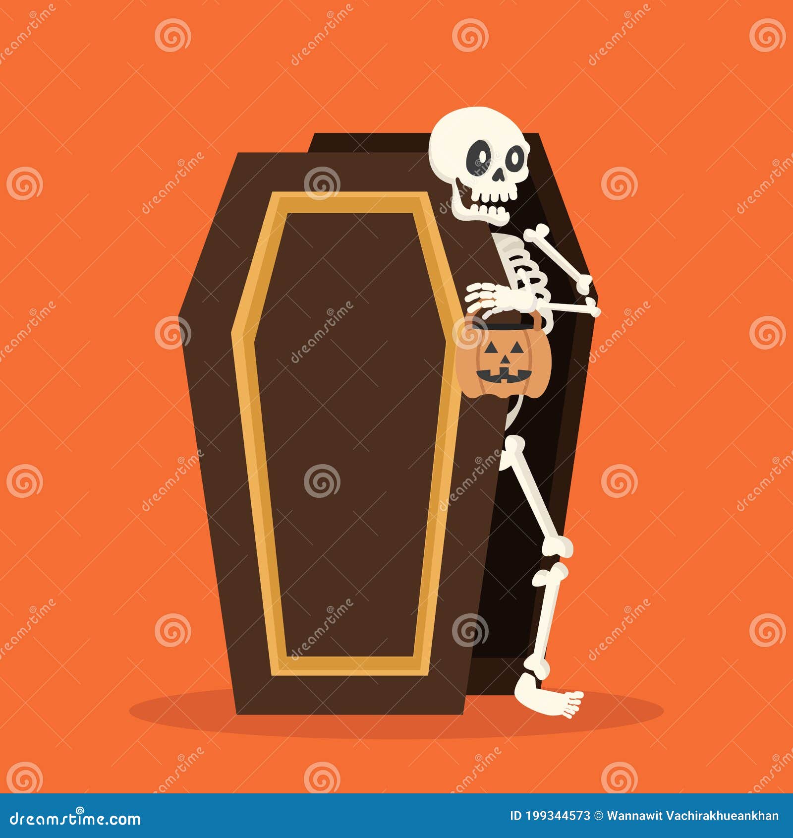 Halloween Skeleton Wake Up in Coffin Stock Vector - Illustration of ...