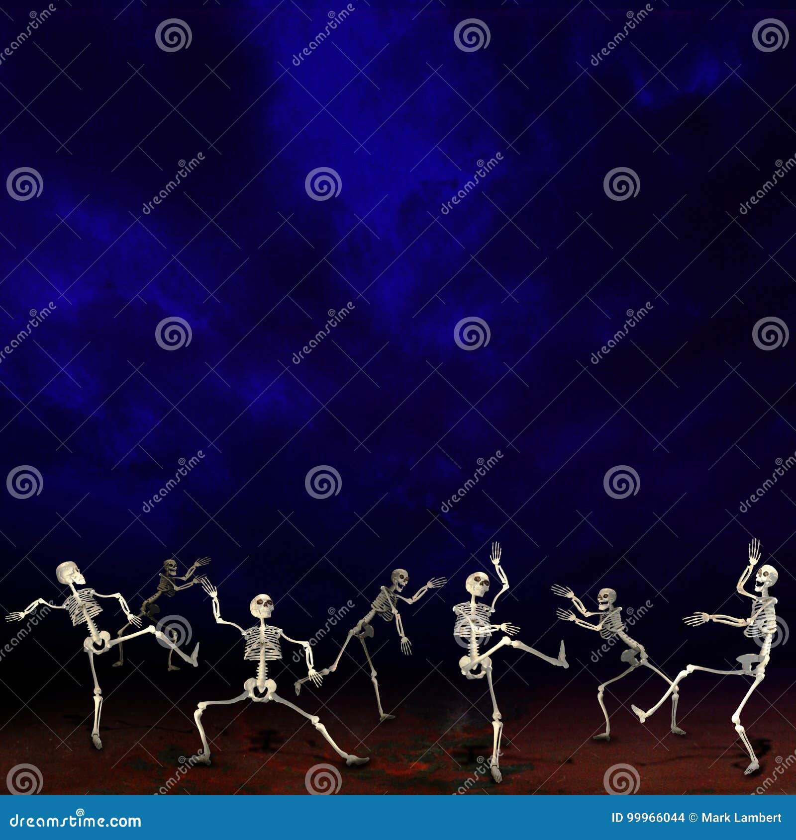 Halloween Skeletons. Dark Blue Background. Stock Illustration ...