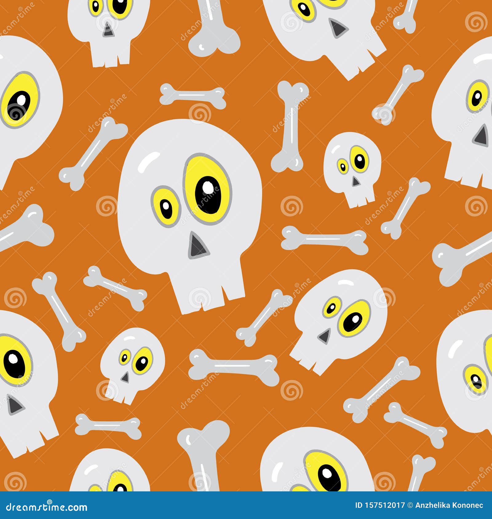 Halloween Skull and Crossbones on Orange Background Pattern Stock ...